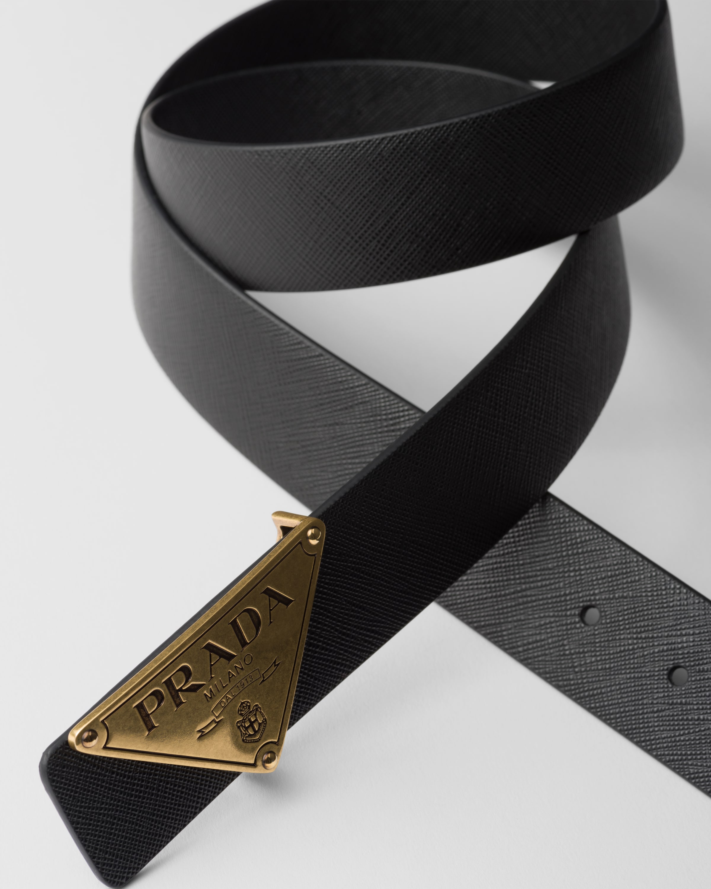 Prada leather caramel colored belt with silver tone buckle L/XL Caramel/black Prada Buckle Large Leather Bag With Studded  main image 3