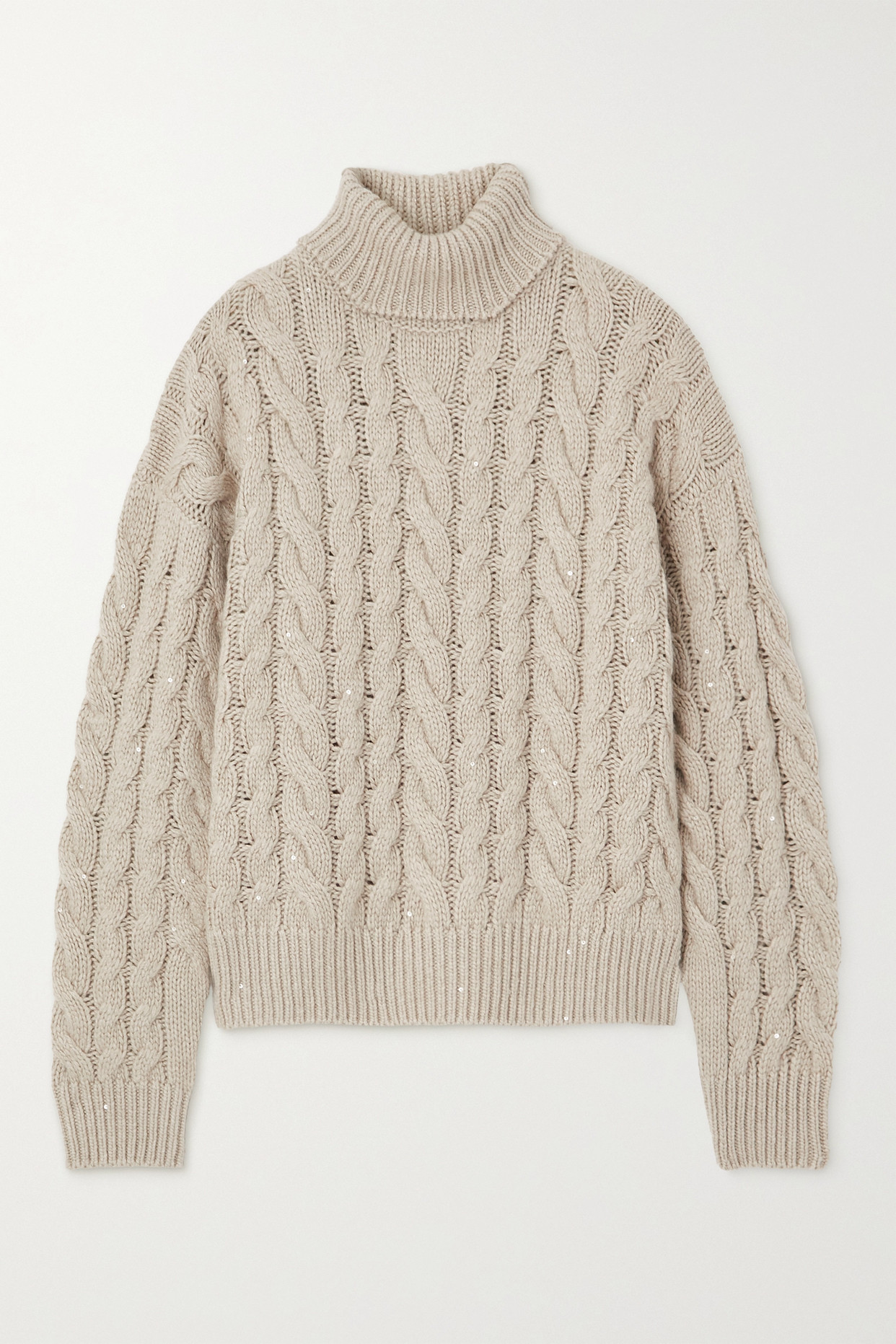 Brunello Cucinelli Sequin-Embellished Cable-Knit Cashmere