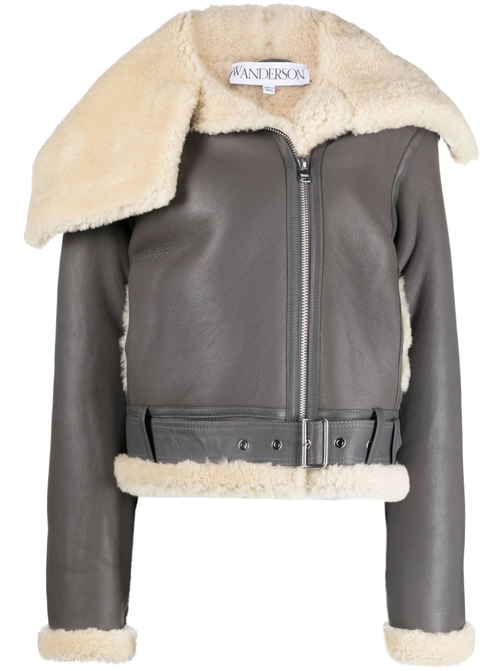JW ANDERSON Leather Jacket with Fleece Collar