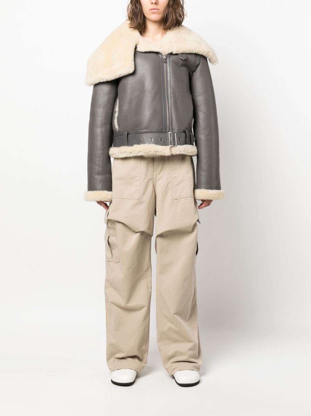 JW ANDERSON Leather Jacket with Fleece Collar