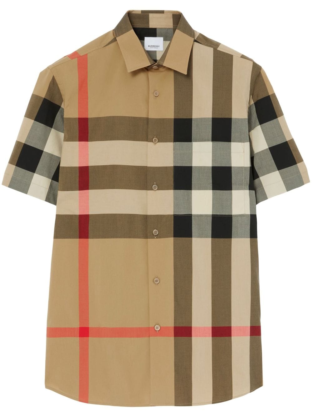 Burberry Checkered Short-Sleeved Shirt Neutrals Editorialist - Main Image