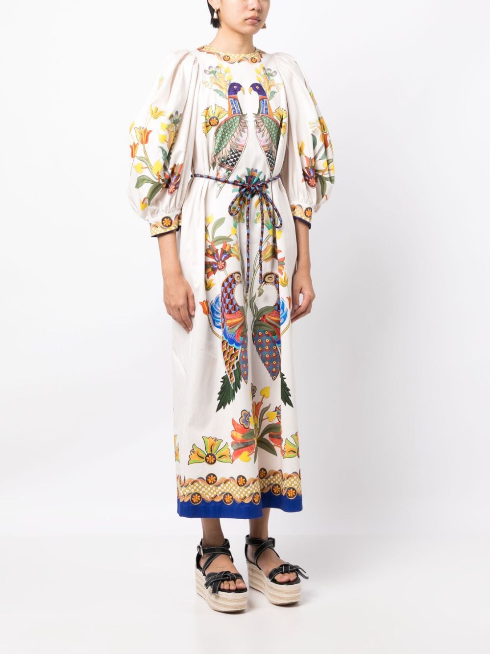 Alemais Effie Puff-Sleeve Midi Dress - White | Editorialist
