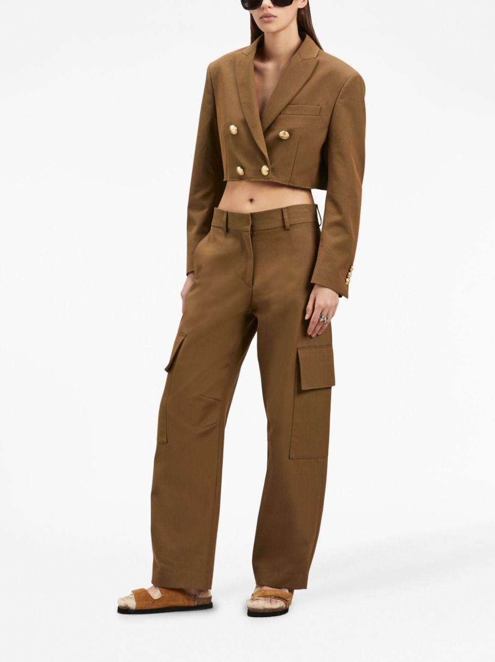 PALM ANGELS Palm Angels Double-Breasted Cropped Blazer