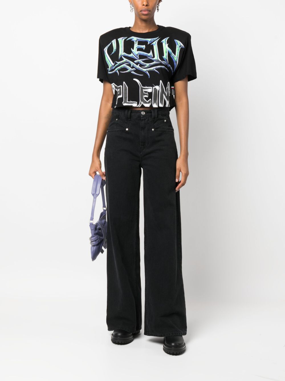 PHILIPP PLEIN Logo-Print Padded-Shoulder T-Shirt