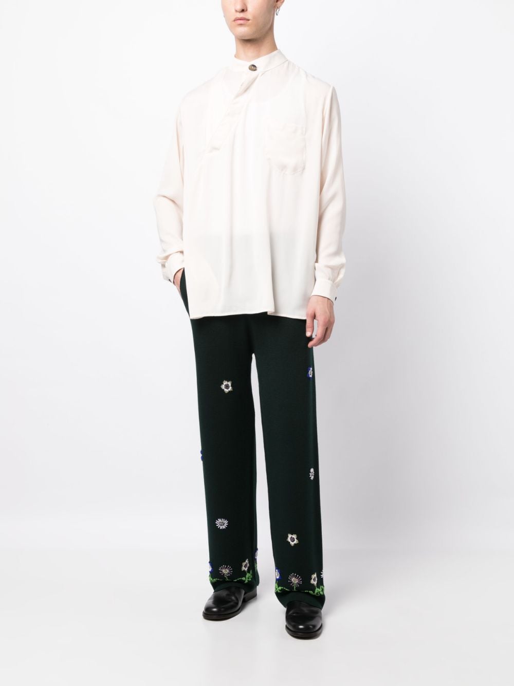 BODE BODE floral-embroidered wool trousers
