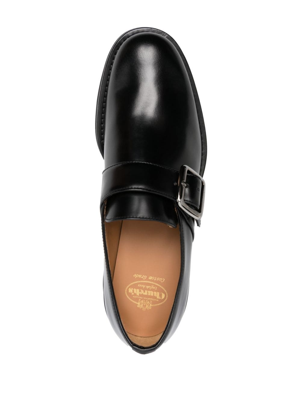 Church\'s Black Leather Single Monk Strap Loafers with Silver Buckles Black Polished Binder Monk Strap | Church main image 4