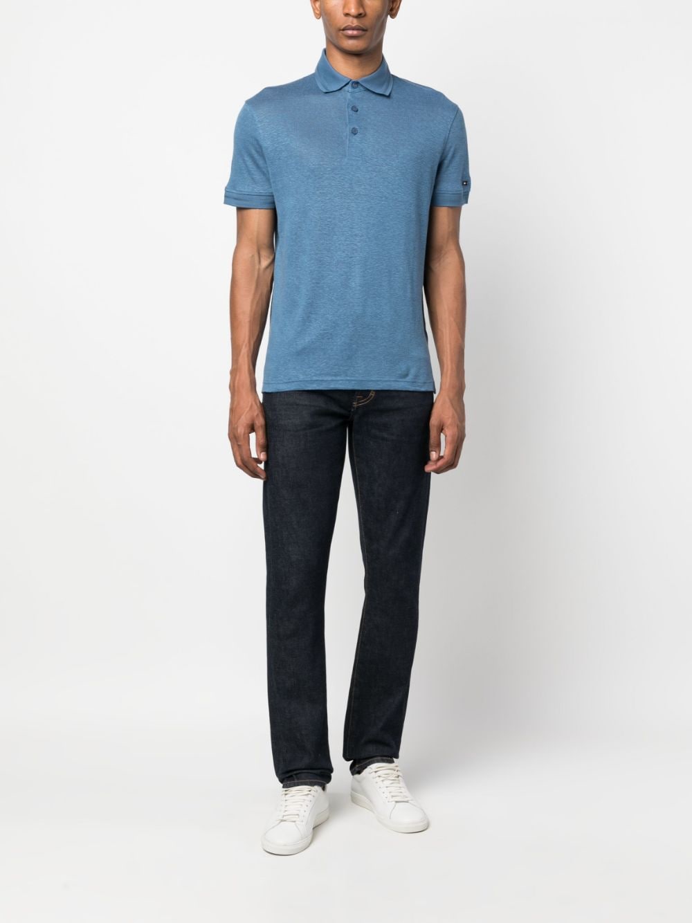 TOMMY HILFIGER logo-plaque slub polo shirt