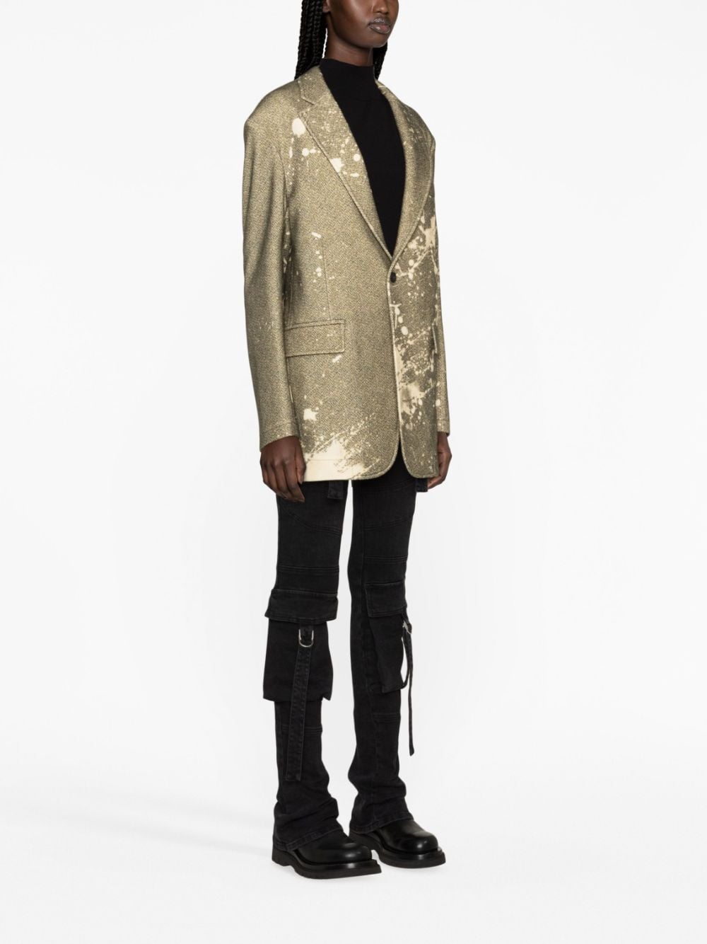 R13 R13 Paint Splatter-Print Tweed Blazer