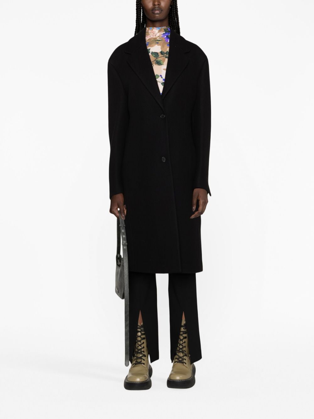 OFF-WHITE Off-White Logo-Embroidered Single-Breasted Coat
