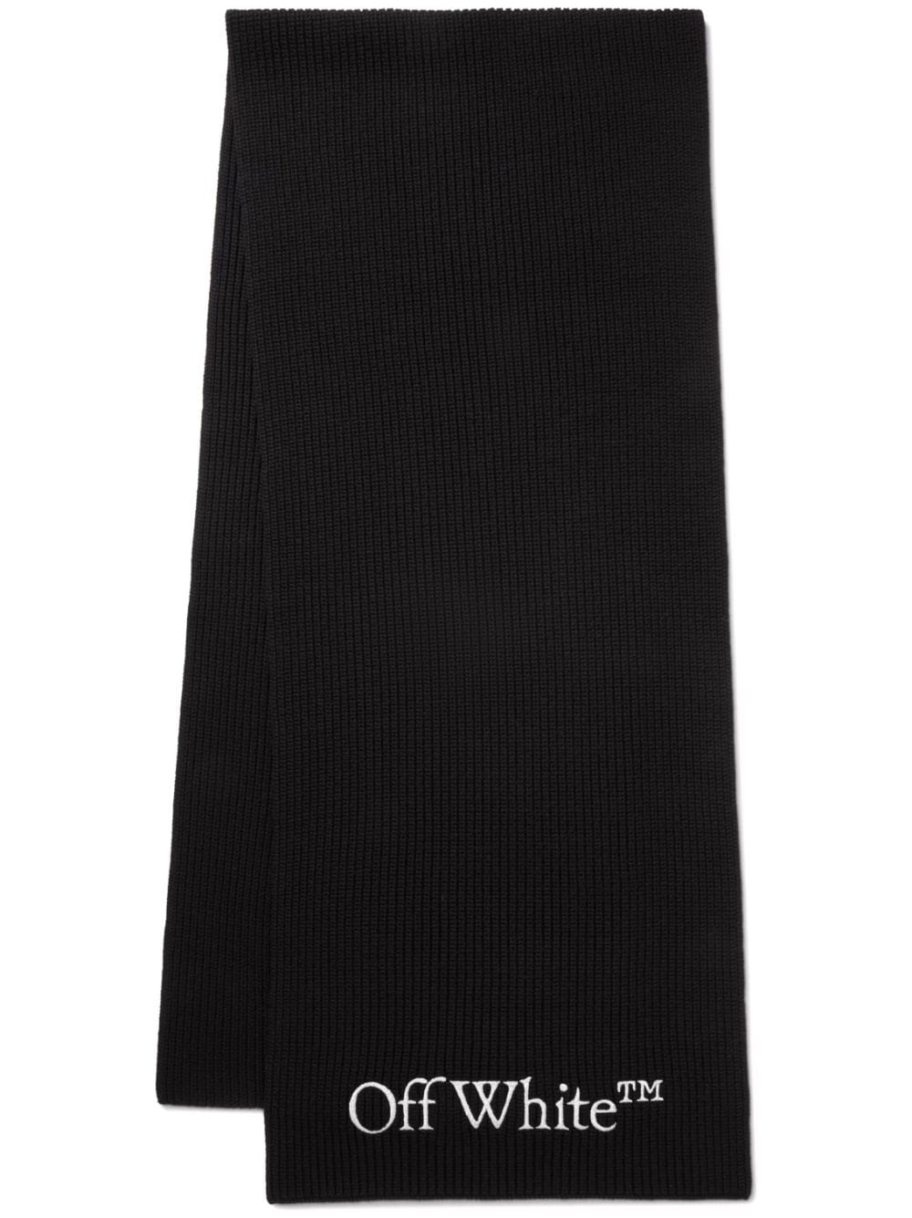 OFF-WHITE bookish logo-knit scarf