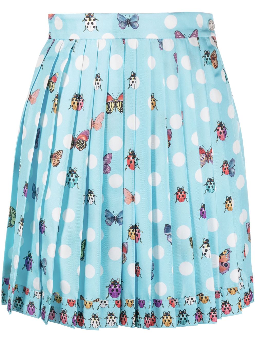 VERSACE Versace Pleated Butterfly Print Silk Skirt