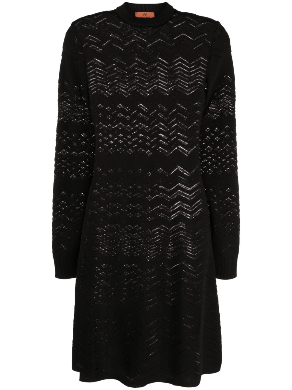 Missoni Zigzag Crochet-Knit Mini Dress In Black - 40% Off | Editorialist