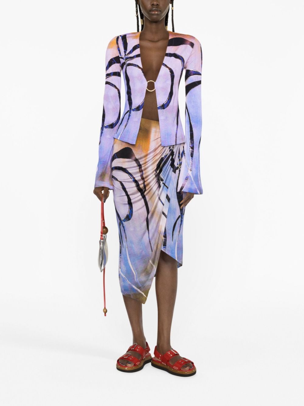 LOUISA BALLOU Louisa Ballou Asymmetric Printed Skirt