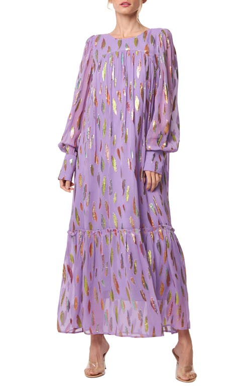 knee length dresses for ladies Baltic Born Womens Lynlee Metallic Maxi Dress | Dark Blue + Pink