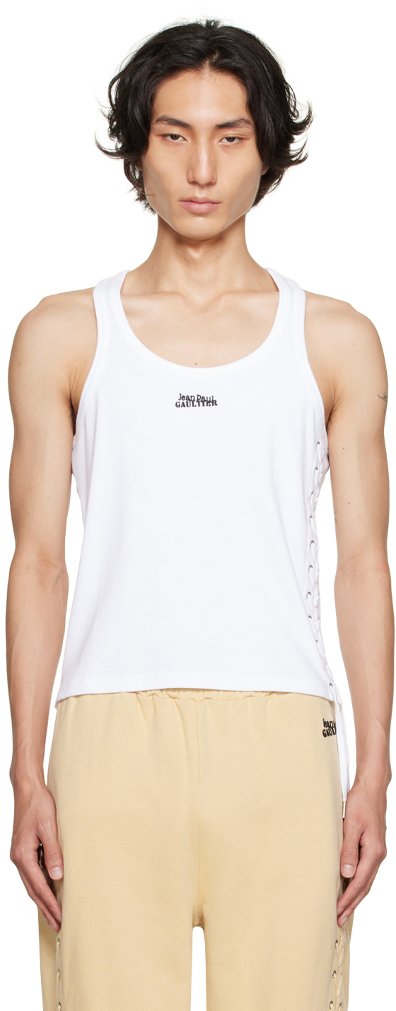 Jean Paul Gaultier White 'The Lace-Up Jpg' Tank Top In 01-White