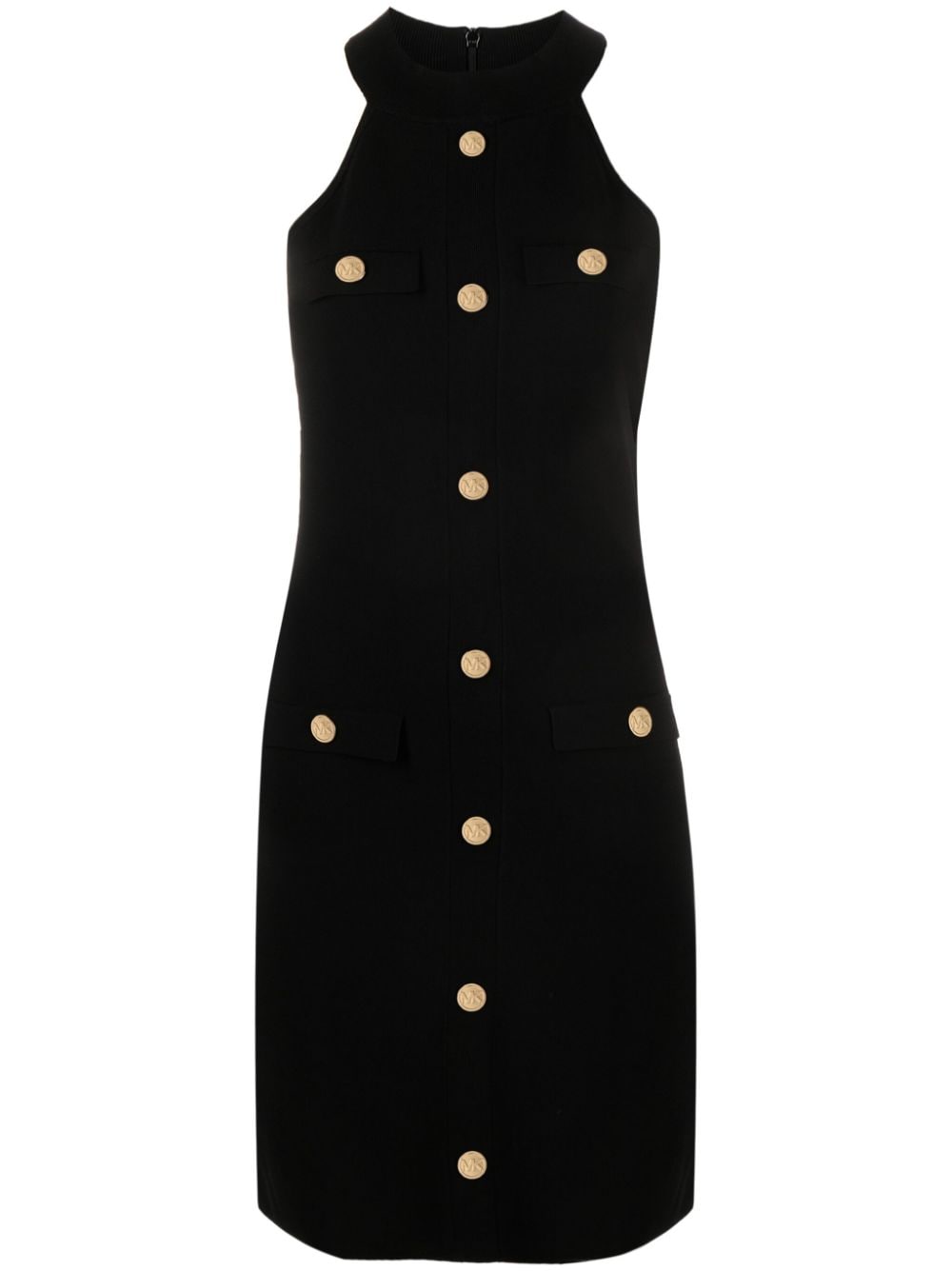 Michael Kors God Tone-Buttons Seeveess Dress In Black - 50% Off |  Editorialist