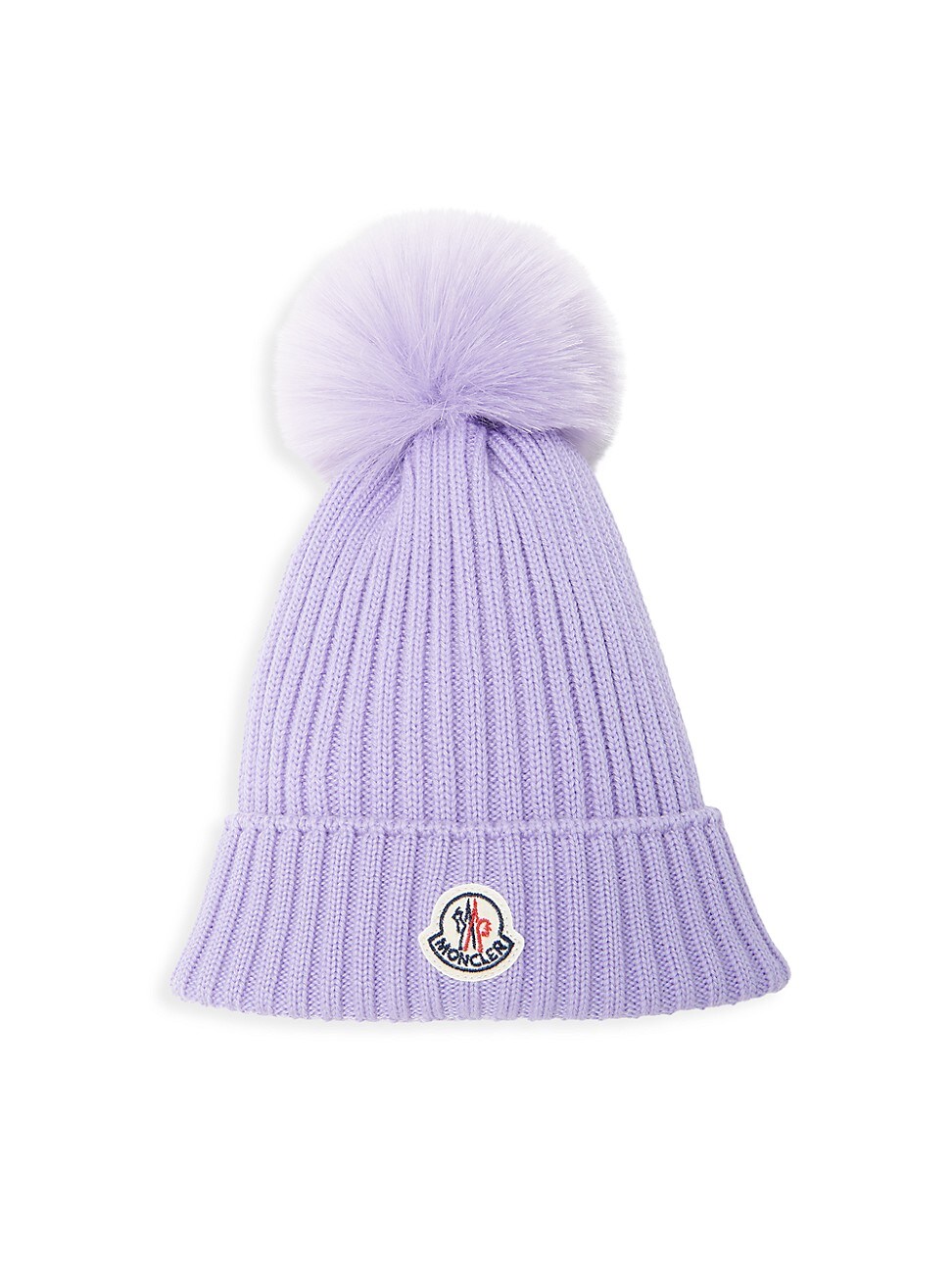 Moncler Rib-Knit Wool Pom-Pom Beanie - Purple | Editorialist display picture 1