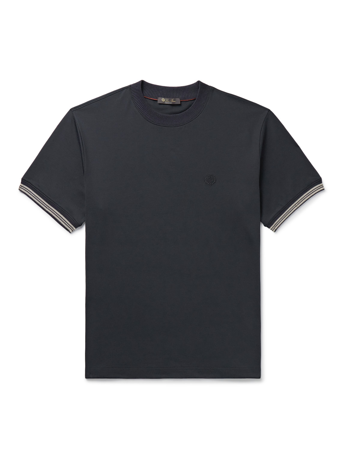 Loro Piana Logo-Embroidered Cotton-Jersey T-Shirt Xxxl - Blue