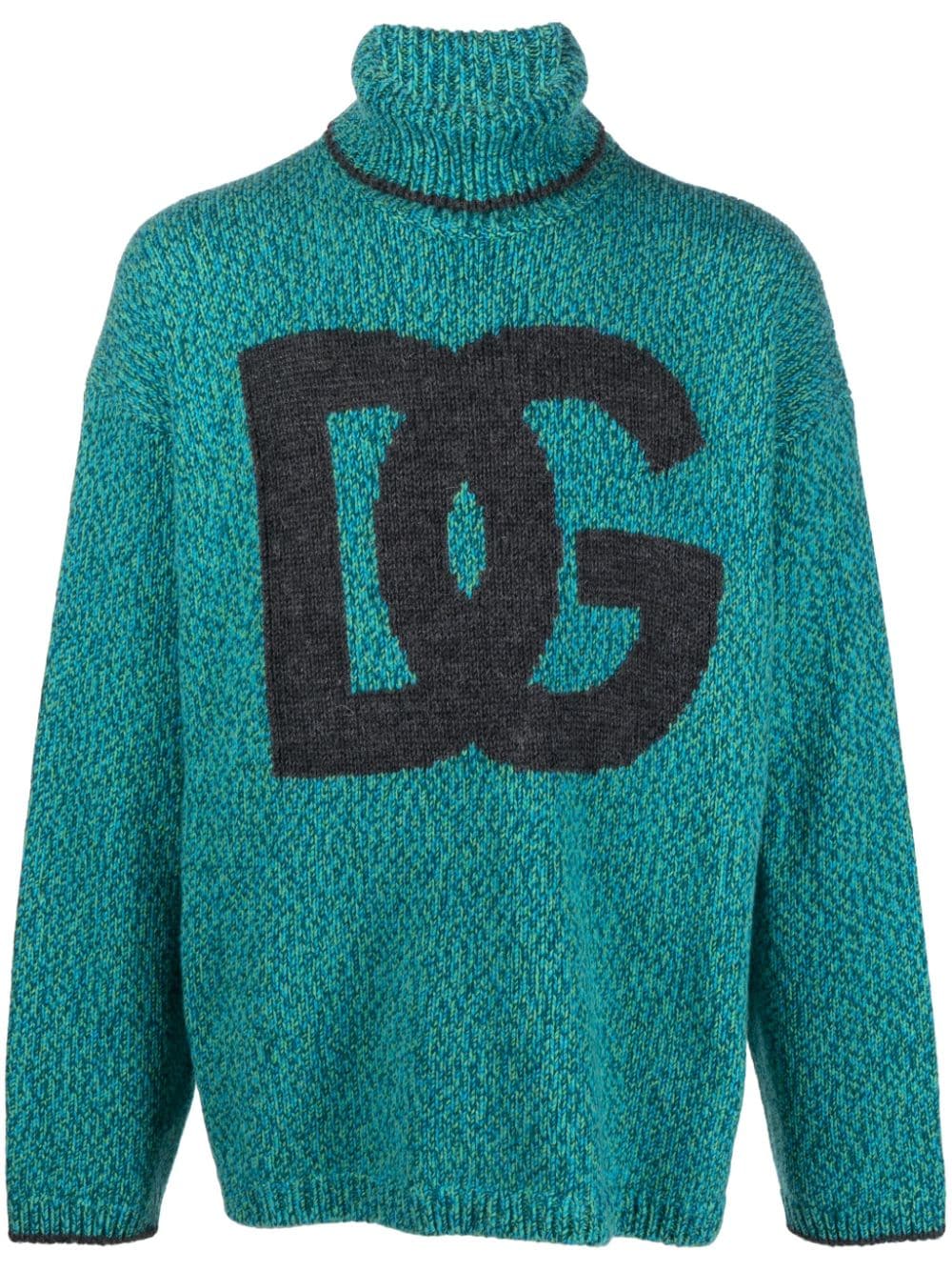 Dolce & Gabbana Intarsia-Knit Logo Jumper - Green | Editorialist