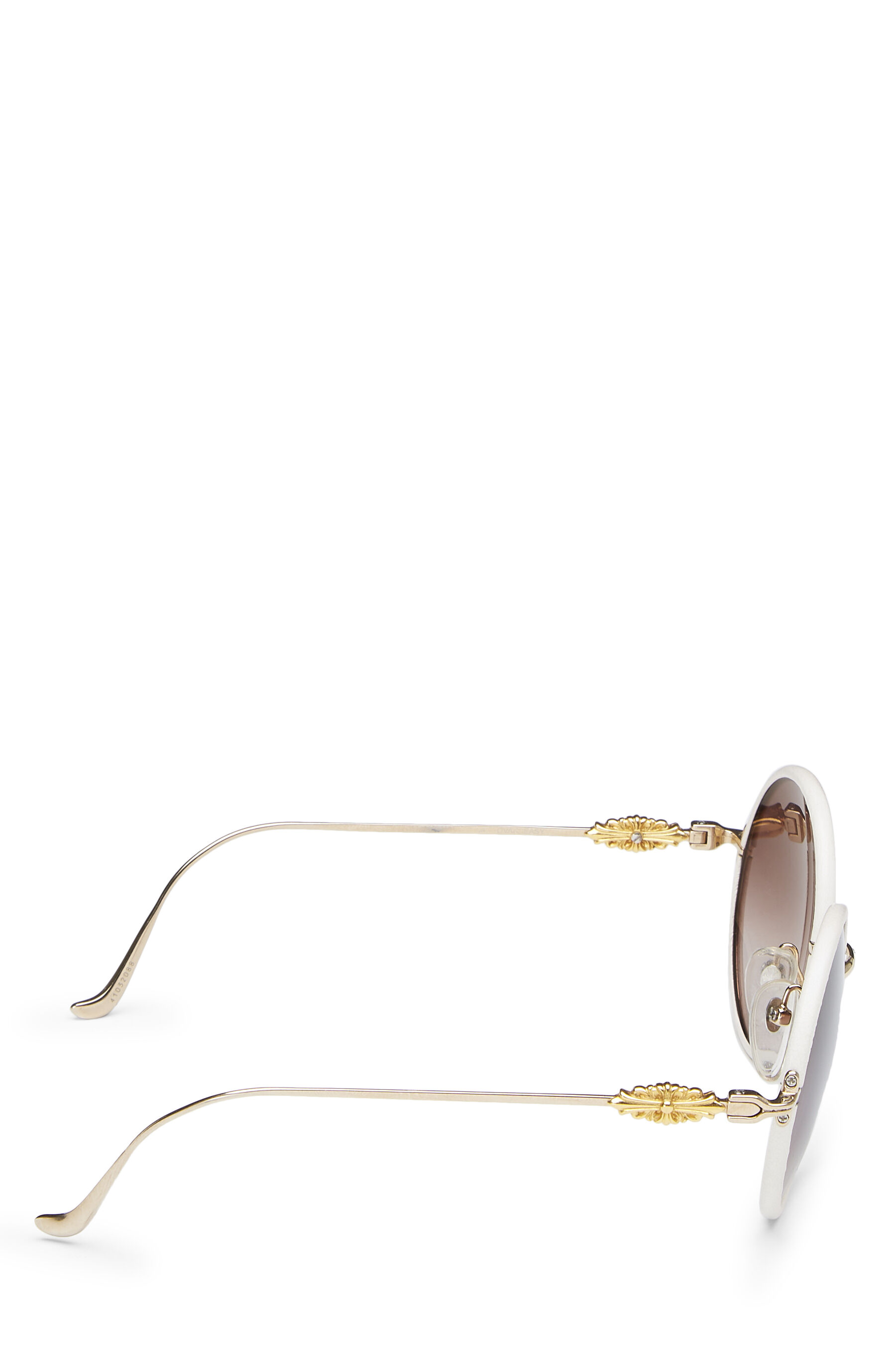 Chrome Hearts Ovaryeasy 925 Floral Temple Round Gradient Lens Sunglasses White Chrome Hearts Ovary Easy Round Sunglasses - Black Sunglasses  main image 2
