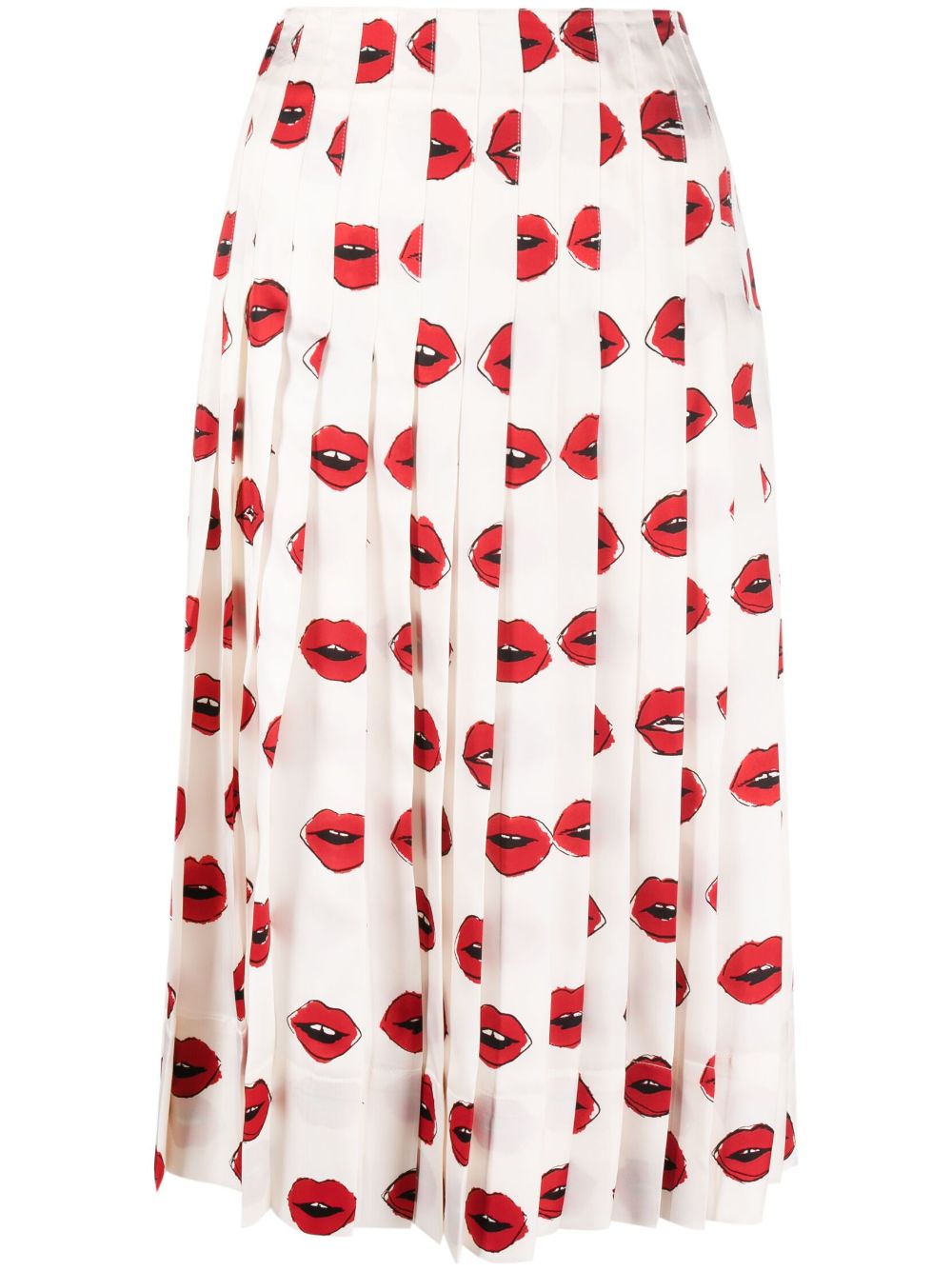 KHAITE Tudi Lip-Print Pleated Skirt