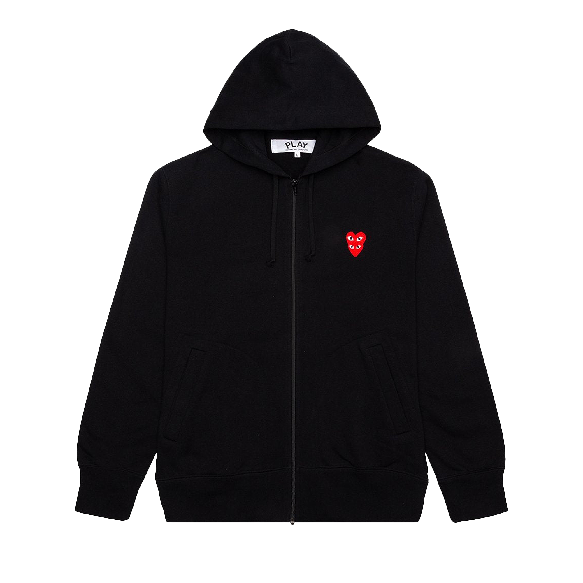 Play Comme Des Garcon Stacked Heart Hooded Sweatshirt In Black