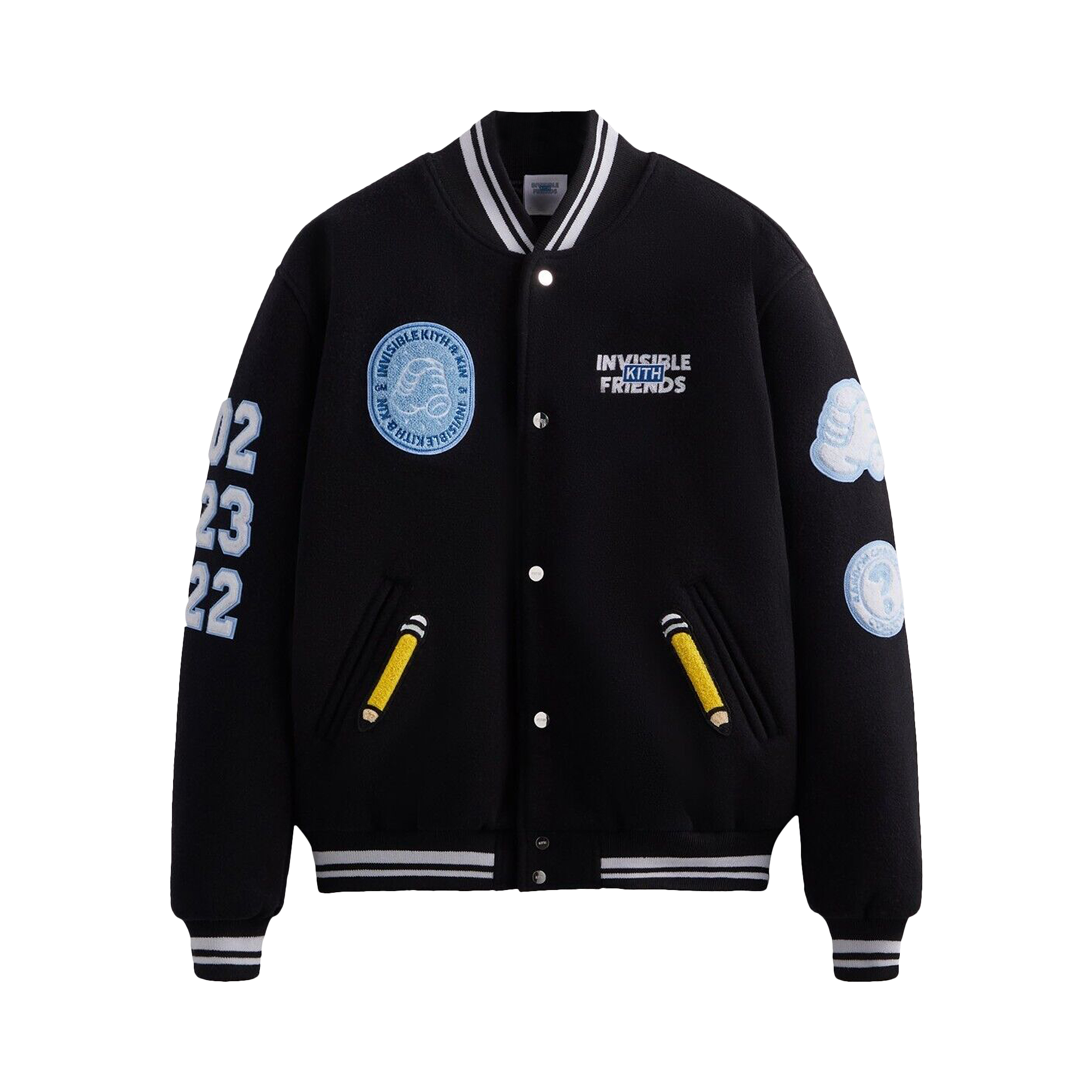 Kith X Invisible Friends Manteco Wool Varsity Jacket - Blue