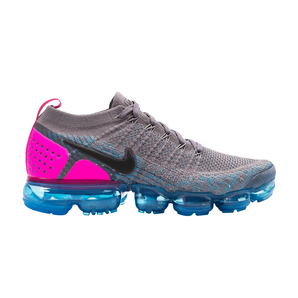 nike running vapormax flyknit trainers in pink and blue
