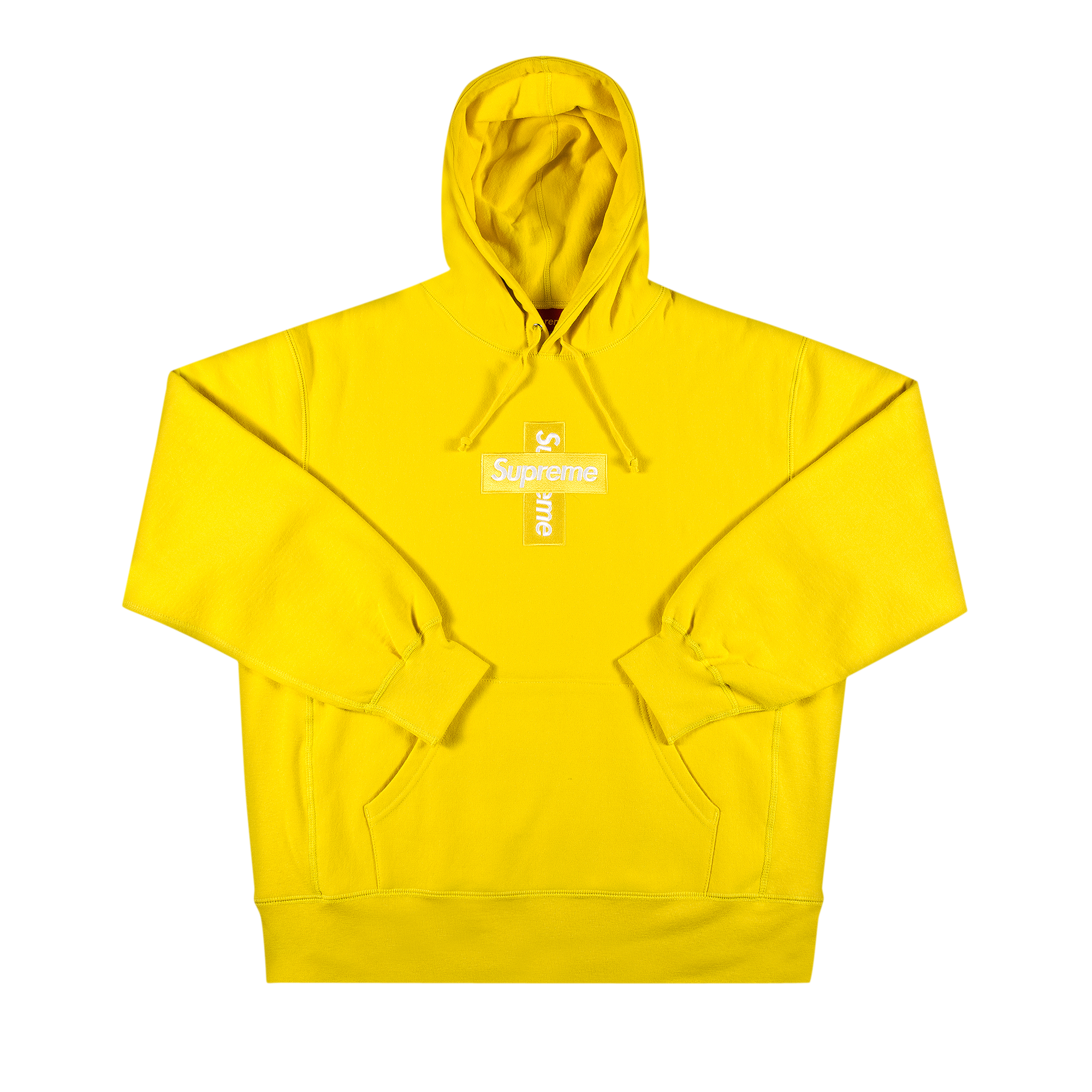 Supreme Cross Box Logo Hooded Sweatshirt - Yellow | Editorialist