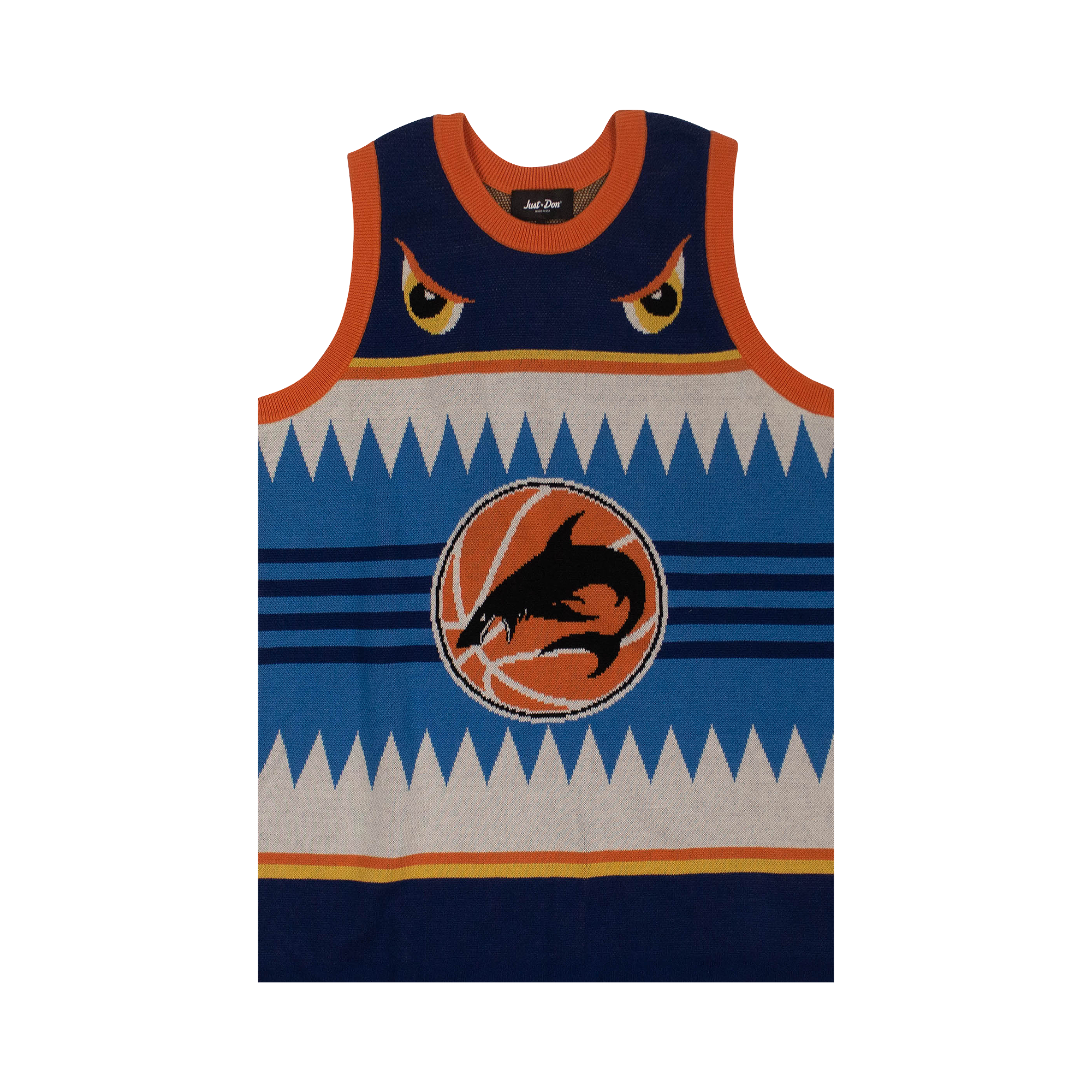 Just Don Shark Basketball Tank Jersey Sweater - Blue | Editorialist, image size:2000x2000