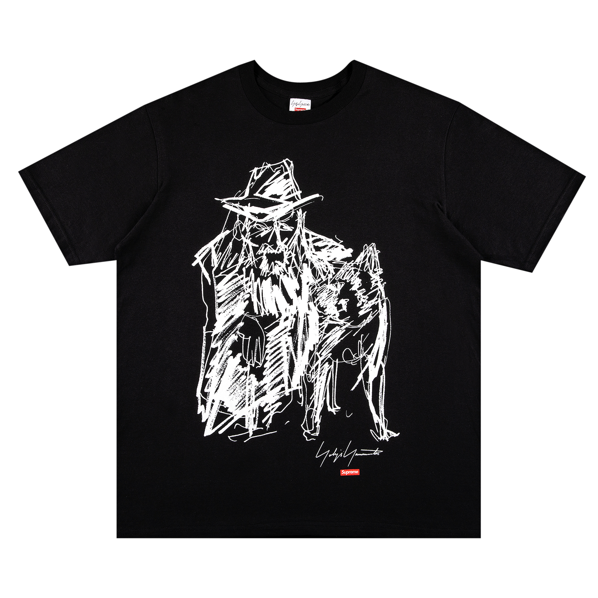 Supreme X Yohji Yamamoto Scribble Wolf Tee - Black | Editorialist