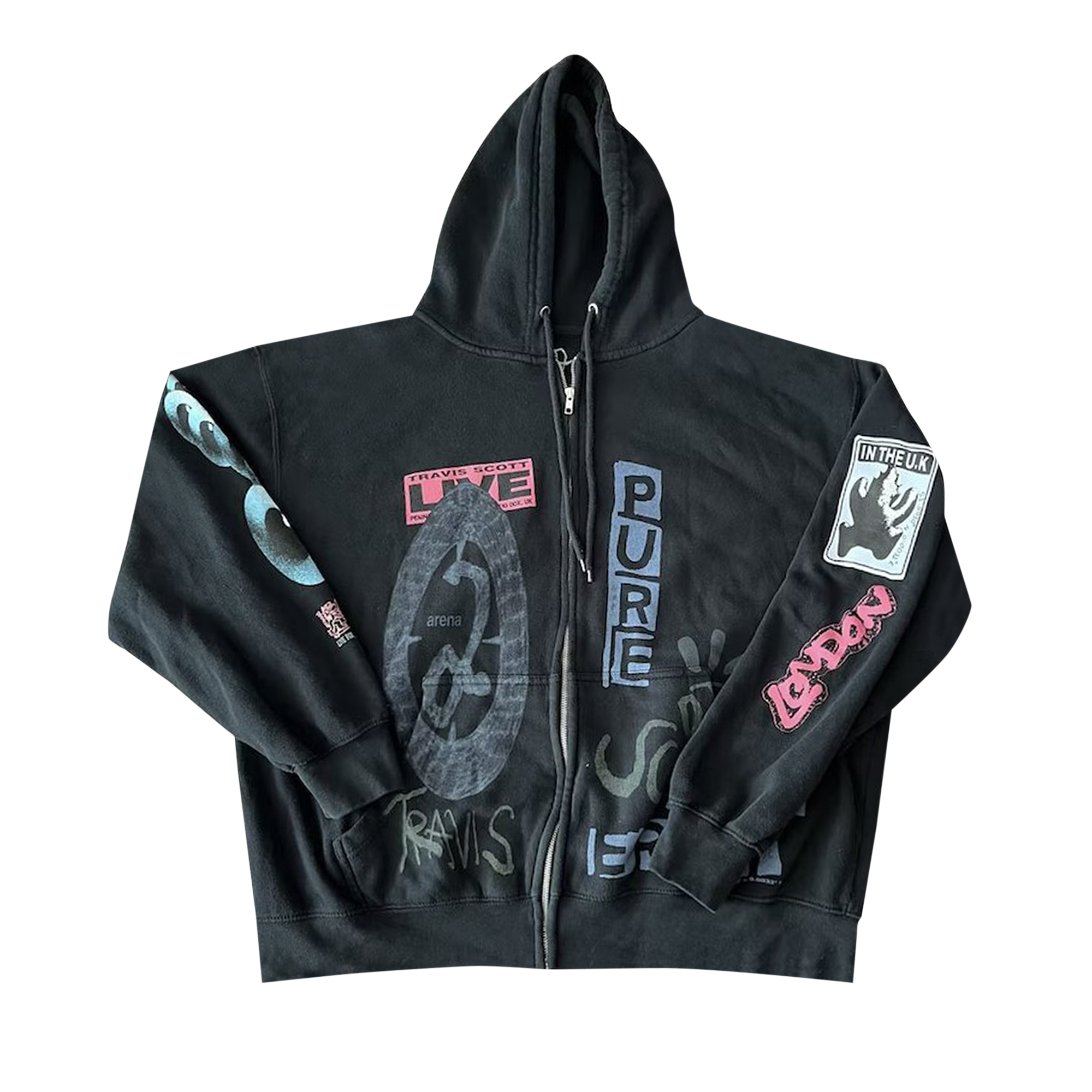 Travis Scott X Fragment Skeleton Graffiti Full Zip Hoodie Redux