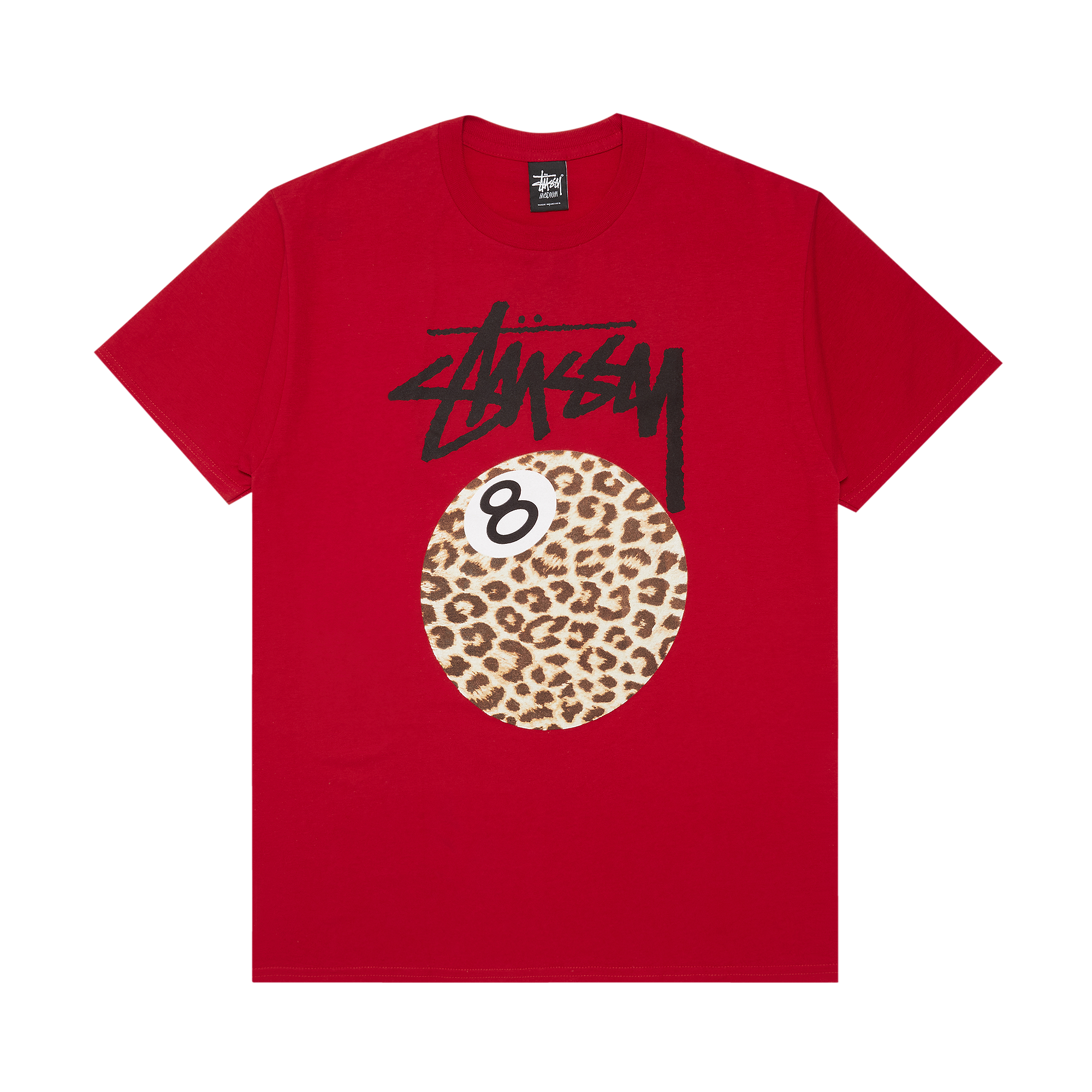 StüSsy Cheetah 8 Ball Tee - Red | Editorialist