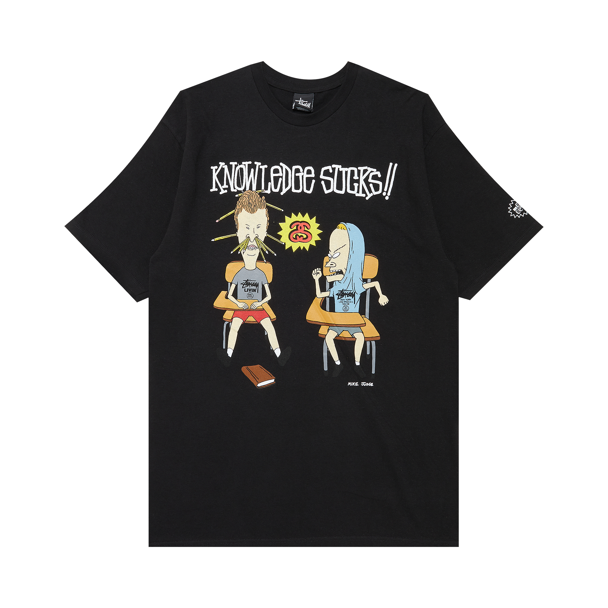 StüSsy Mtv Beavis And Butthead Knowledge Sucks Tee - Black 