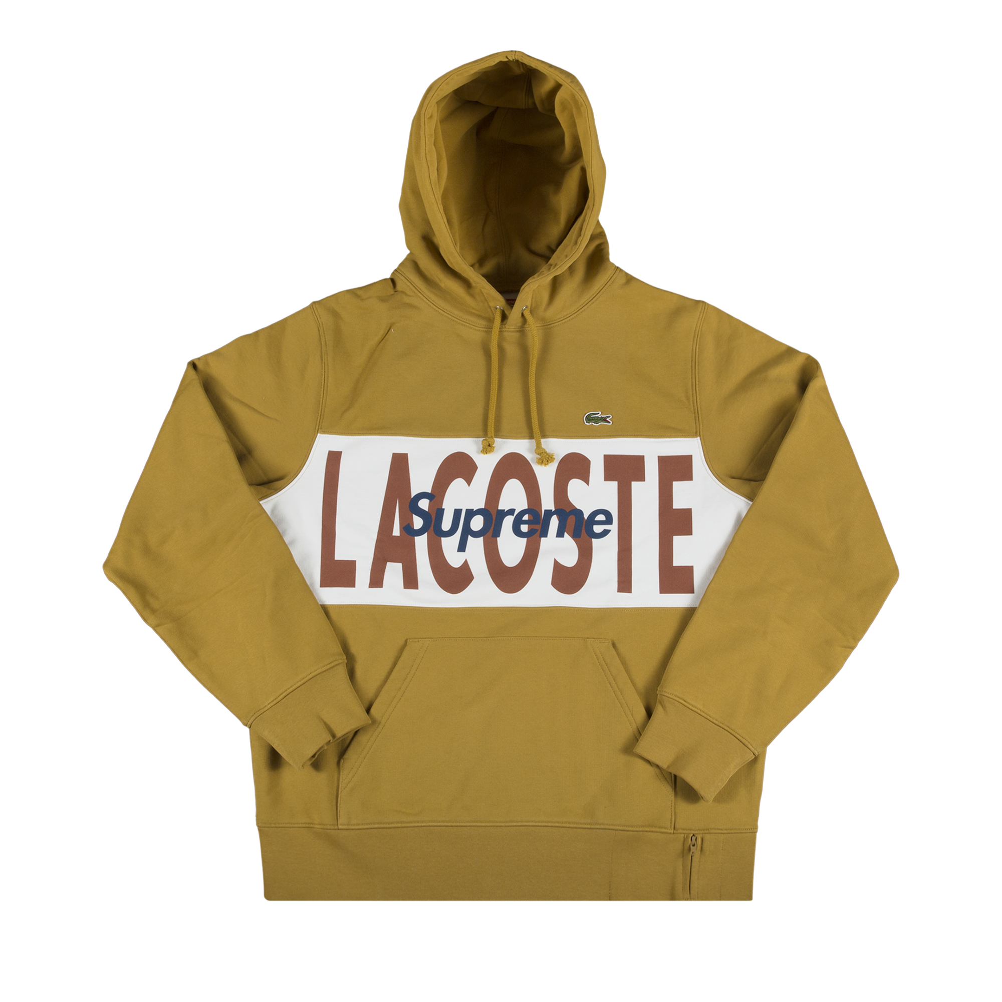 Supreme X Lacoste Logo Panel Hooded Sweatshirt - Gold | Editorialist