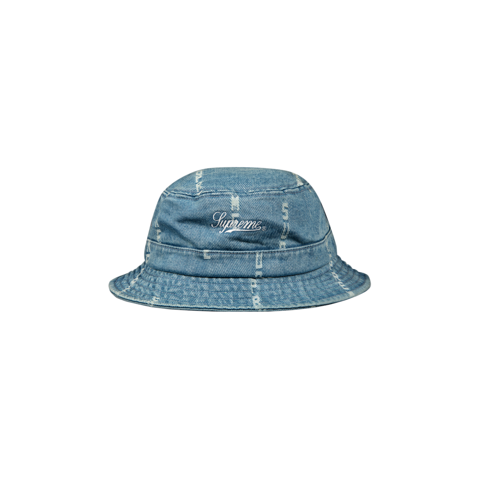 Supreme Logo Stripe Jacquard Denim Crusher - Blue | Editorialist