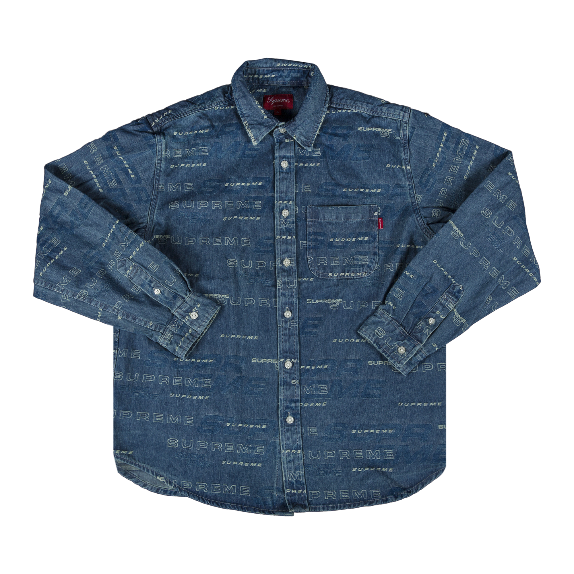 シャツ Supreme Dimensions Logo Denim Shirt Supreme Dimensions Logo Denim Shirt - Blue | Editorialist