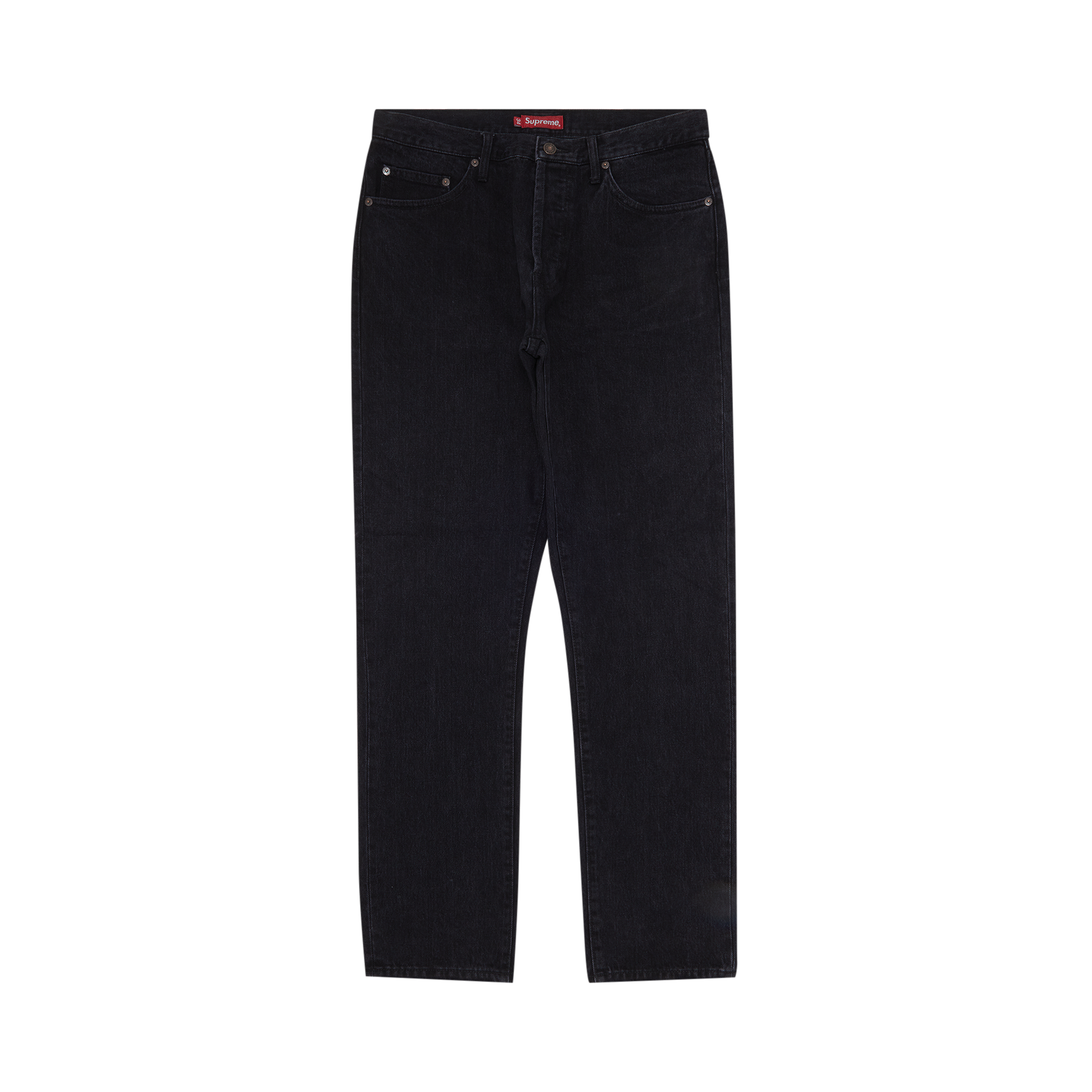 Supreme Distressed Loose Fit Selvedge Jean - Washed Black