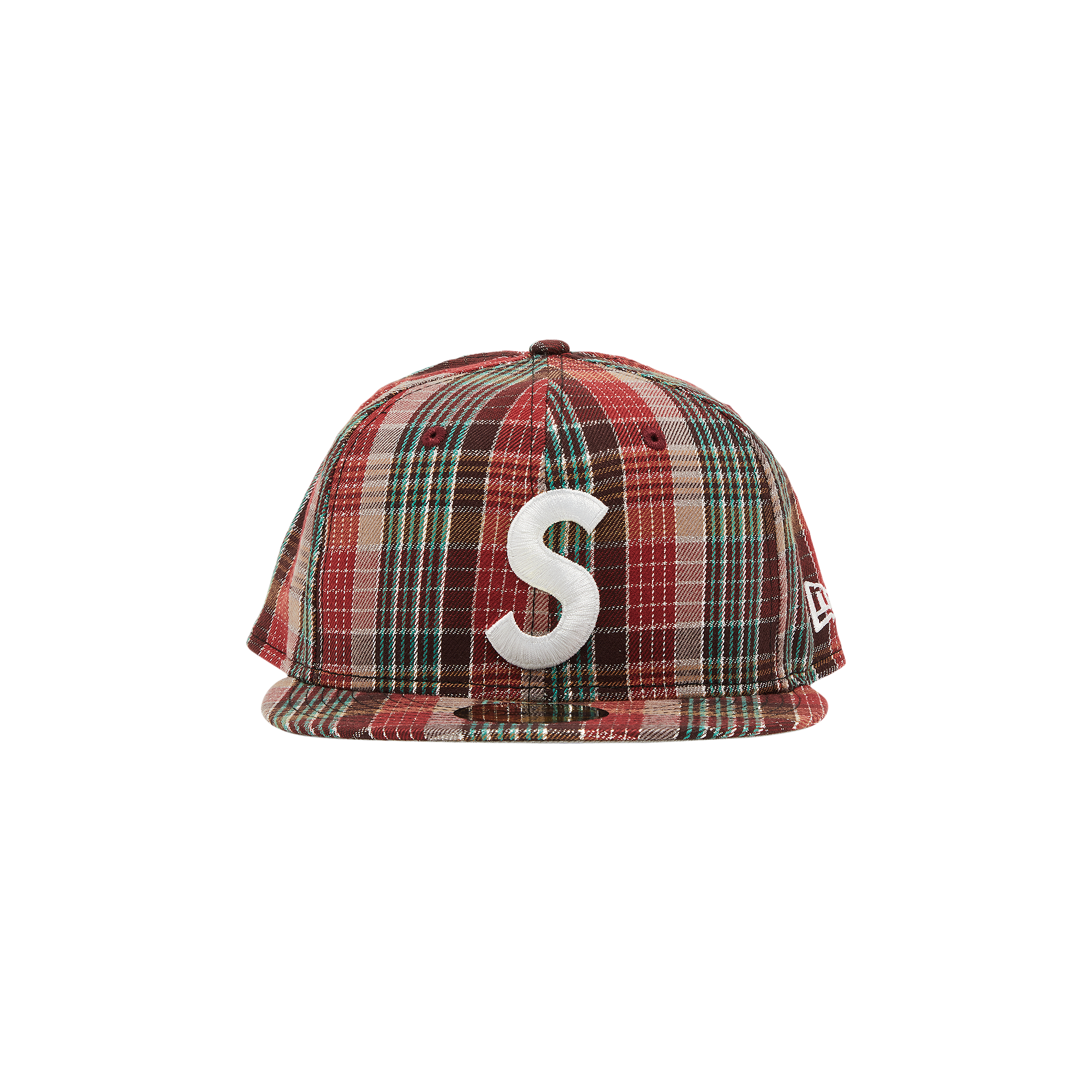 Supreme Metallic Plaid S Logo New Era - Red | Editorialist