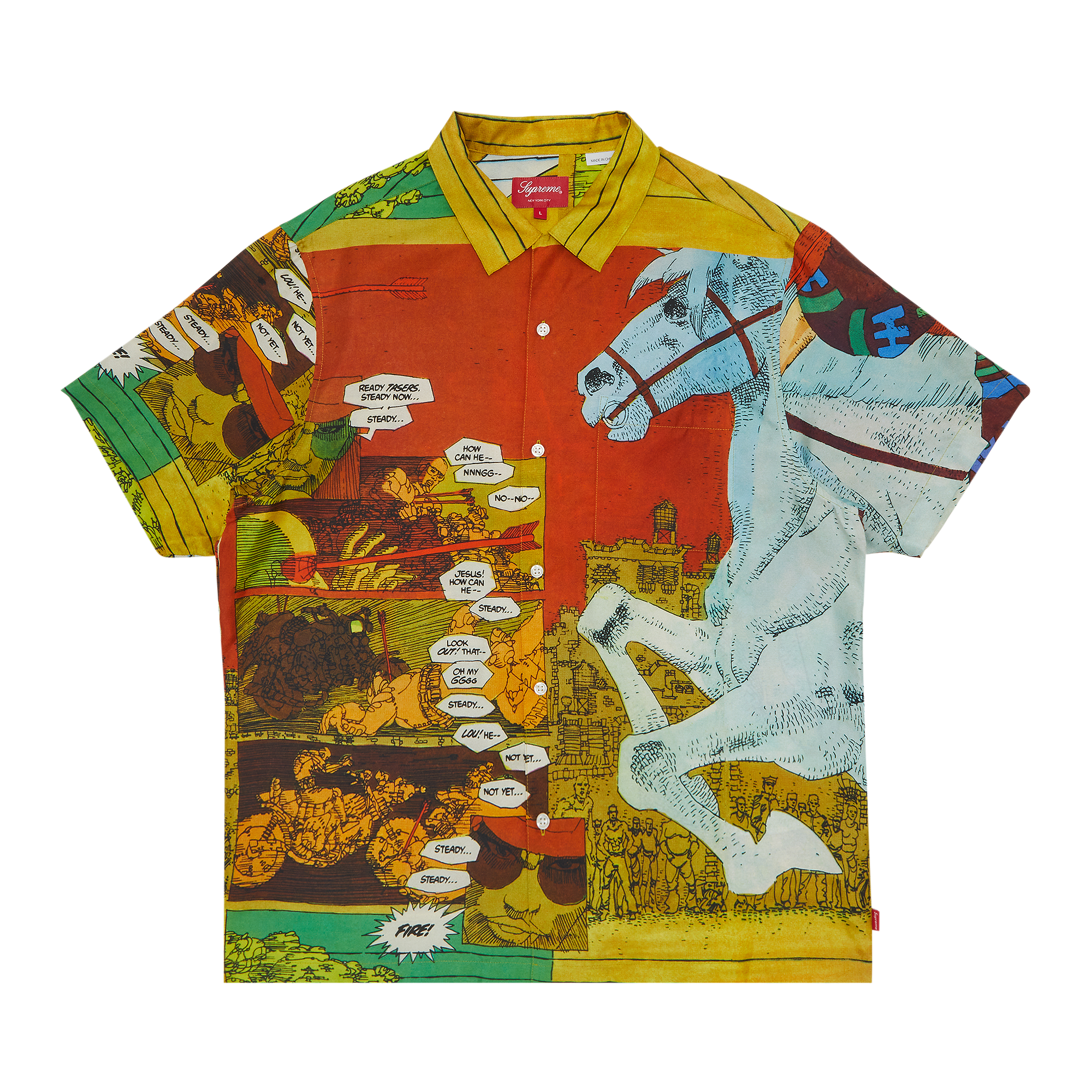 Supreme Needlepoint Short-Sleeve Shirt 'Gold Stripe - Red
