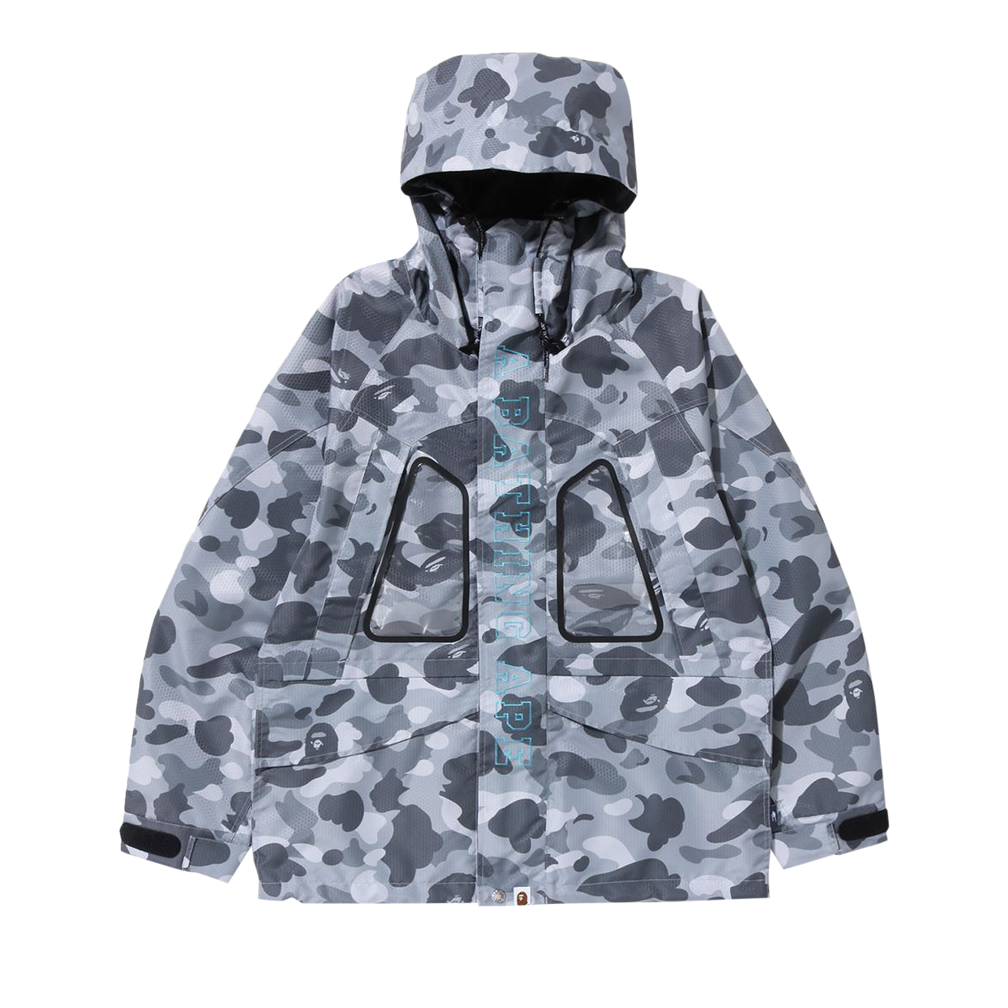 A Bathing Ape Honeycomb Camo Snowboard Jacket In Grey | Editorialist
