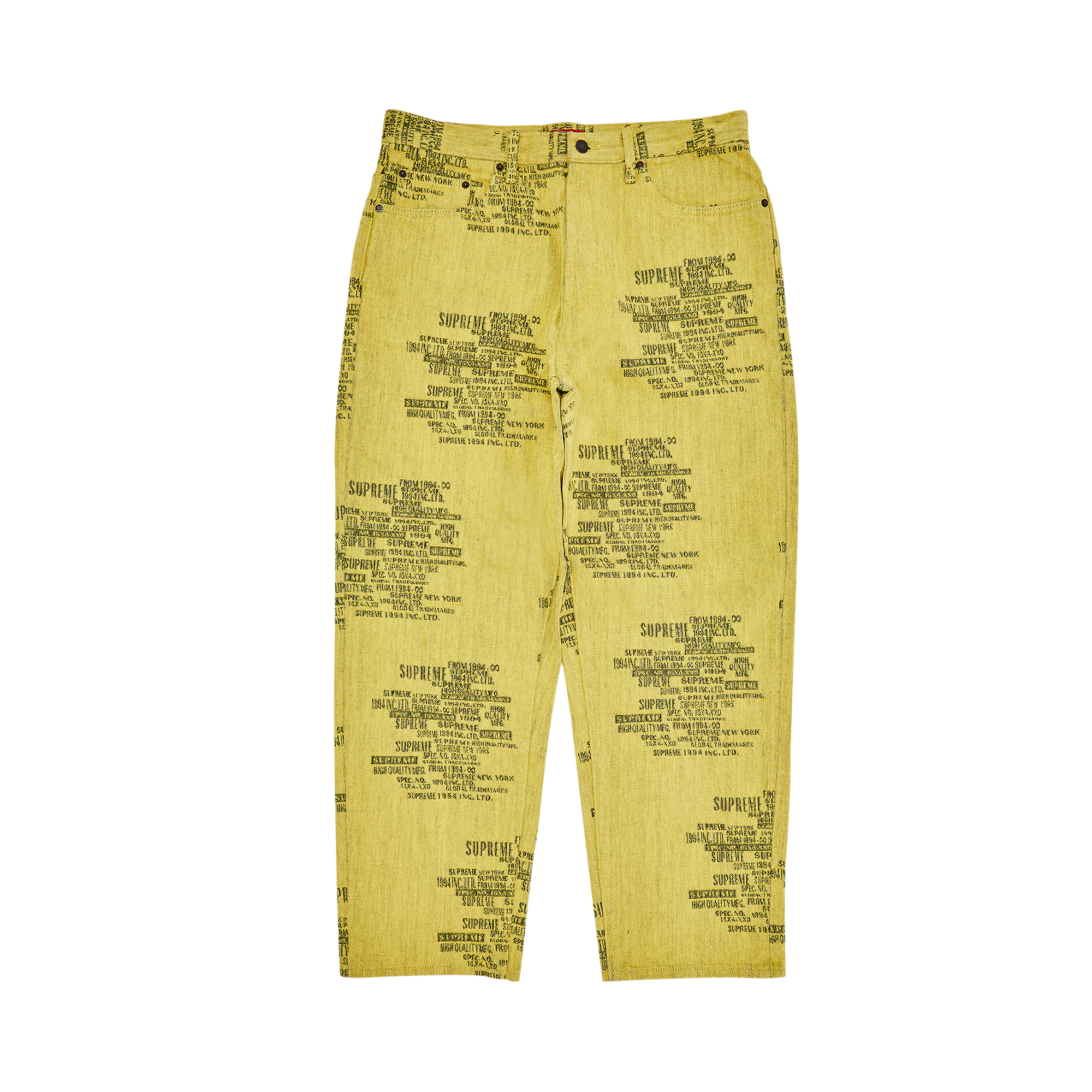 Supreme Trademark Jacquard Baggy Jean - Yellow | Editorialist