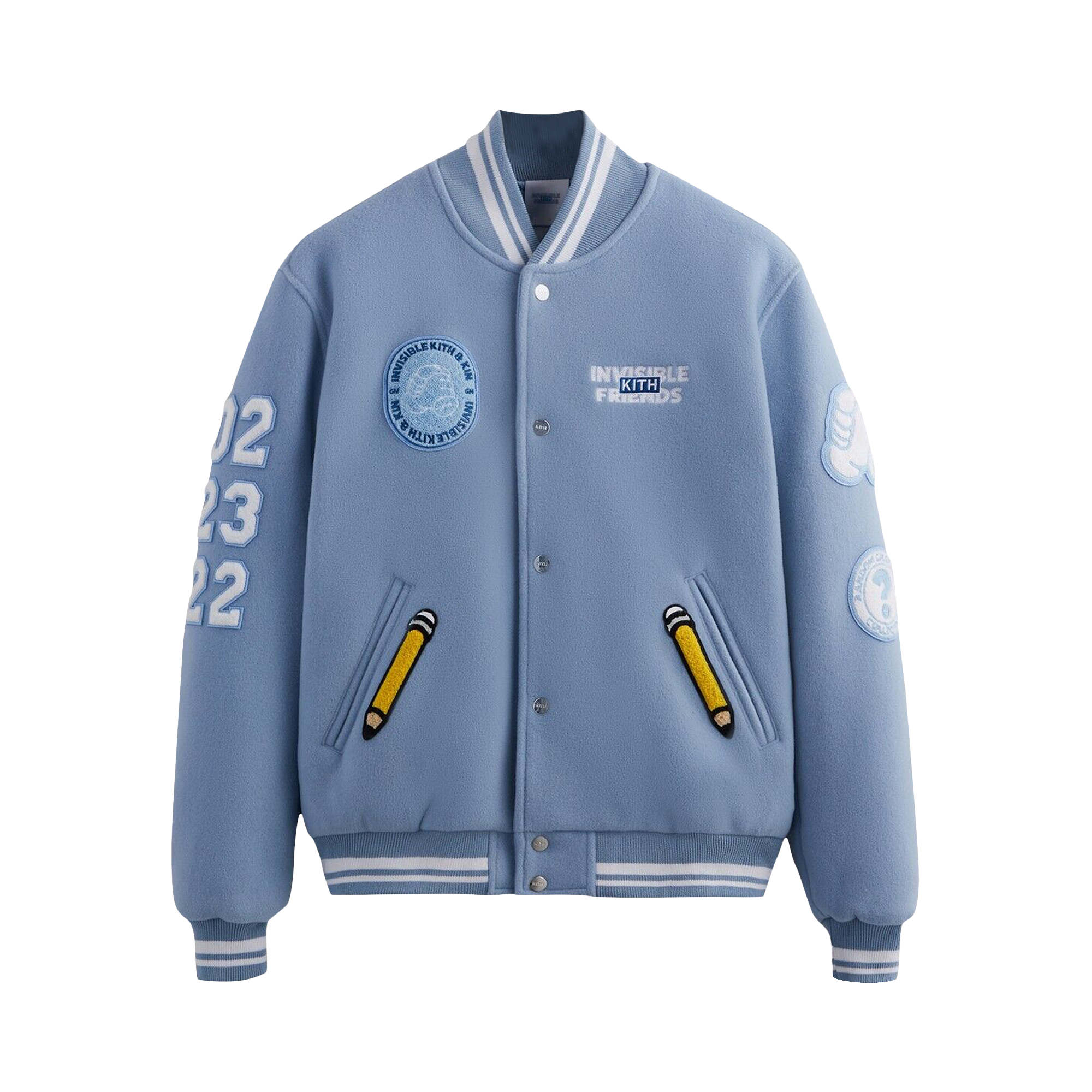 Kith X Invisible Friends Manteco Wool Varsity Jacket - Blue