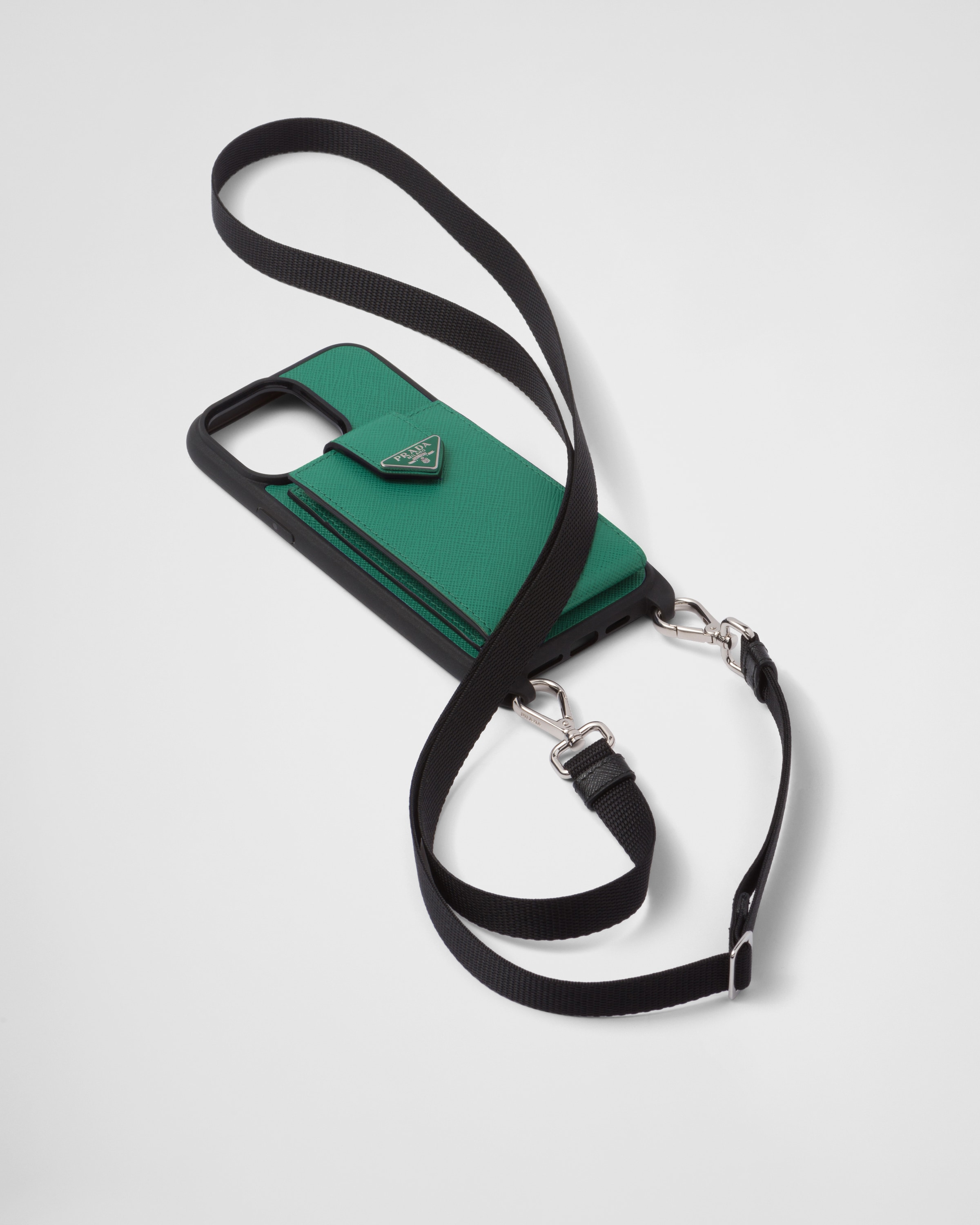 Prada Saffiano-Leather Case For Iphone 14 Pro Max - Mango