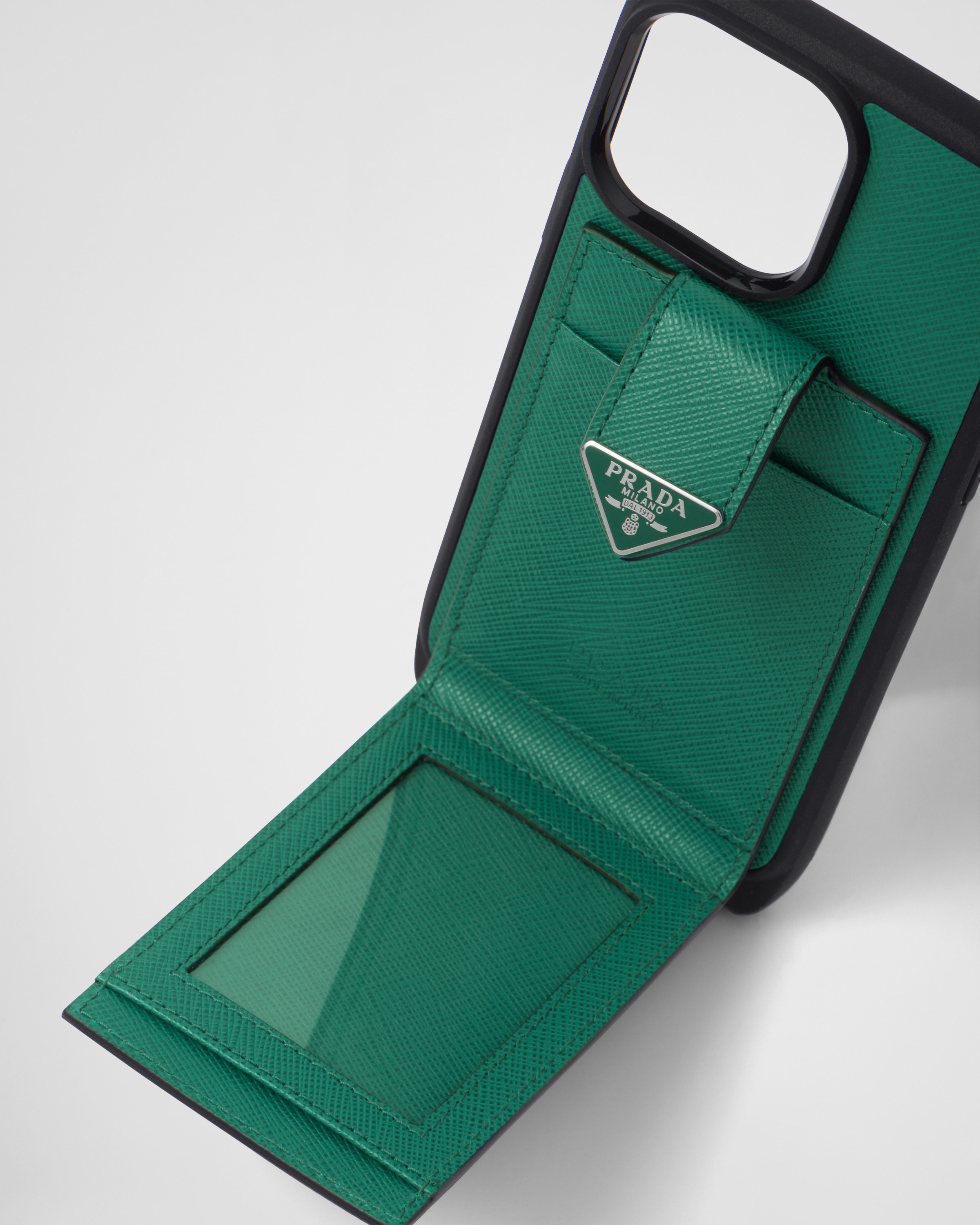 Prada Saffiano-Leather Case For Iphone 14 Pro Max - Mango