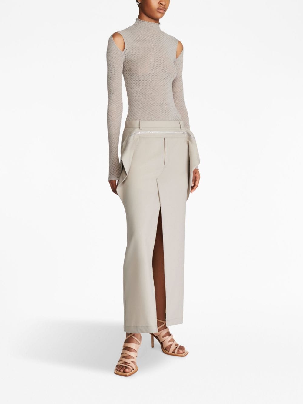 DION LEE Wool Midi Skirt with Zip Detail