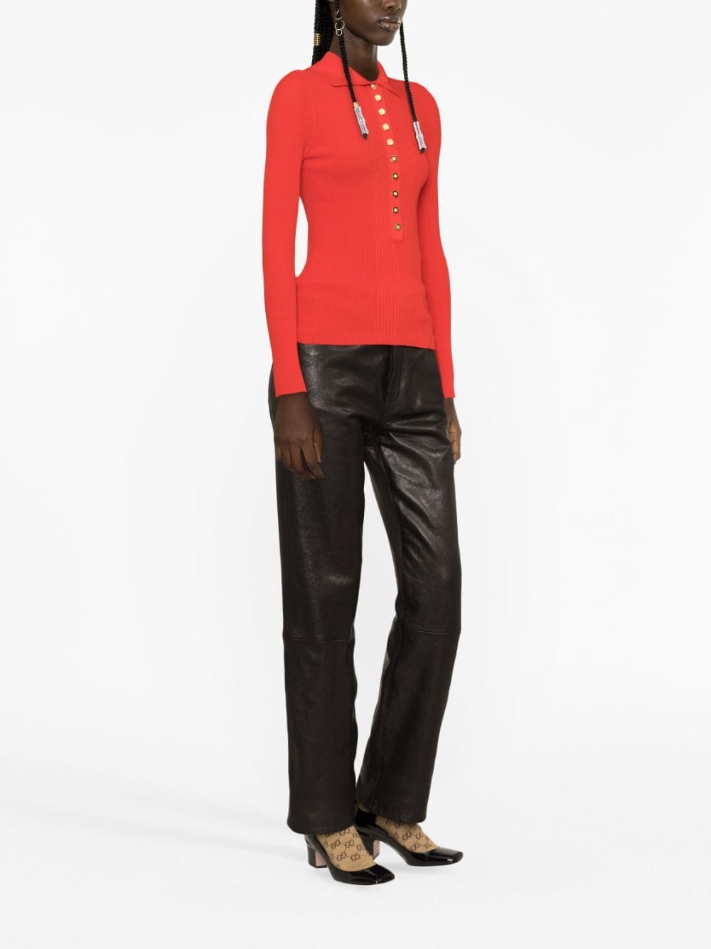 GUCCI Gucci Ribbed-Knit Polo Shirt