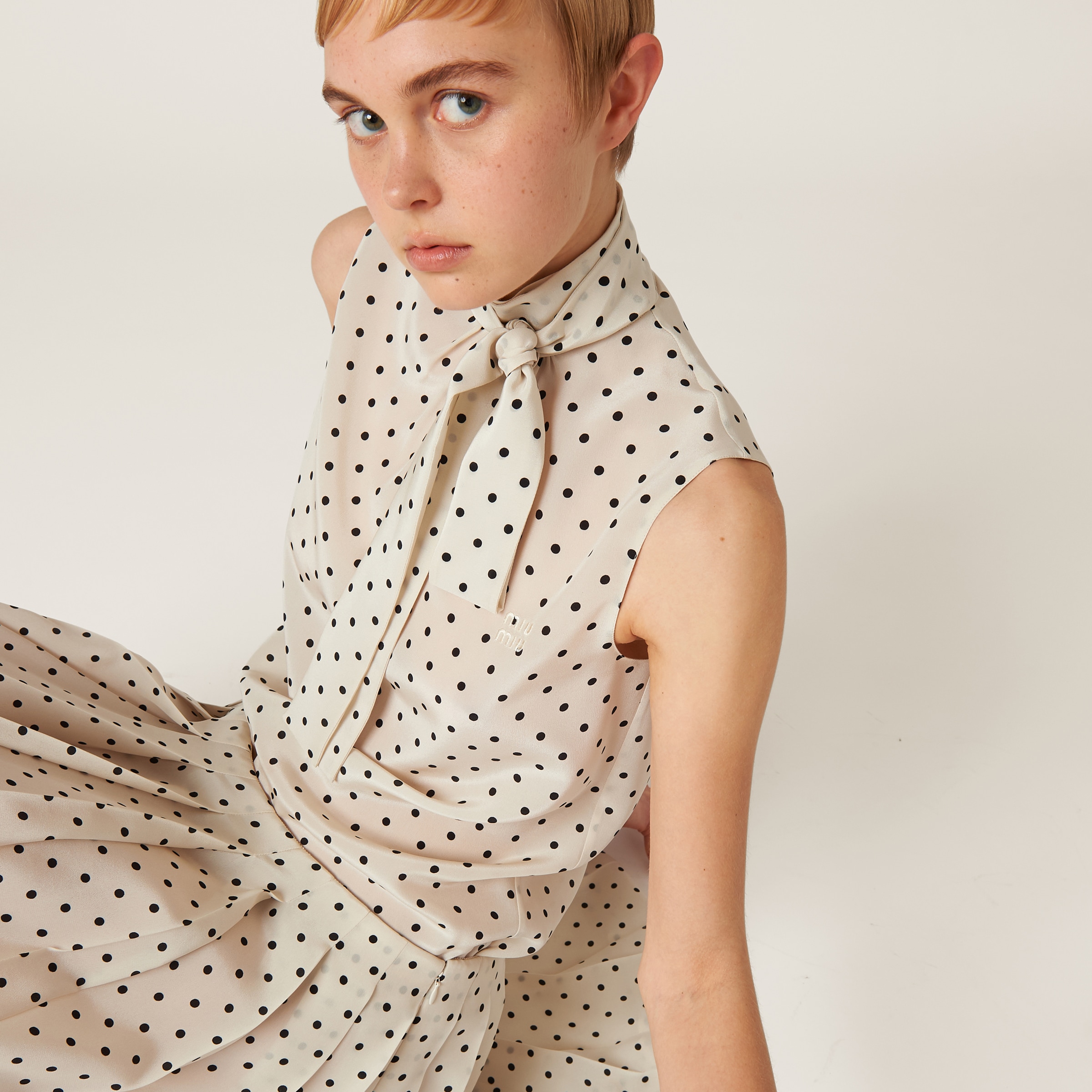 Ribbon Dot Tulle Blouse / miumiu