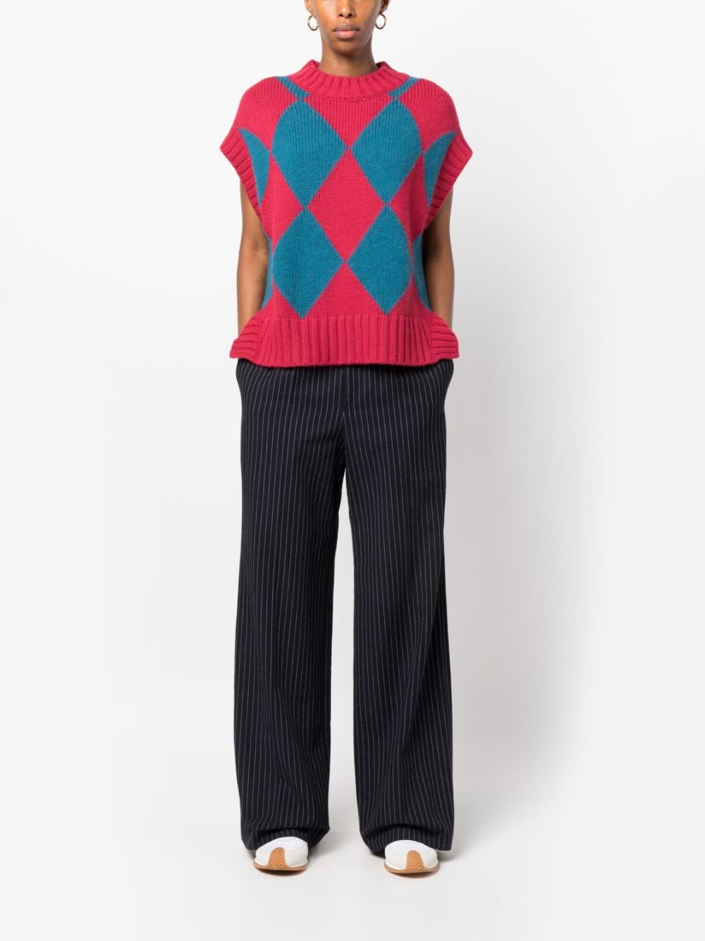 LA DOUBLEJ La DoubleJ Argyle Intarsia-Knit Vest
