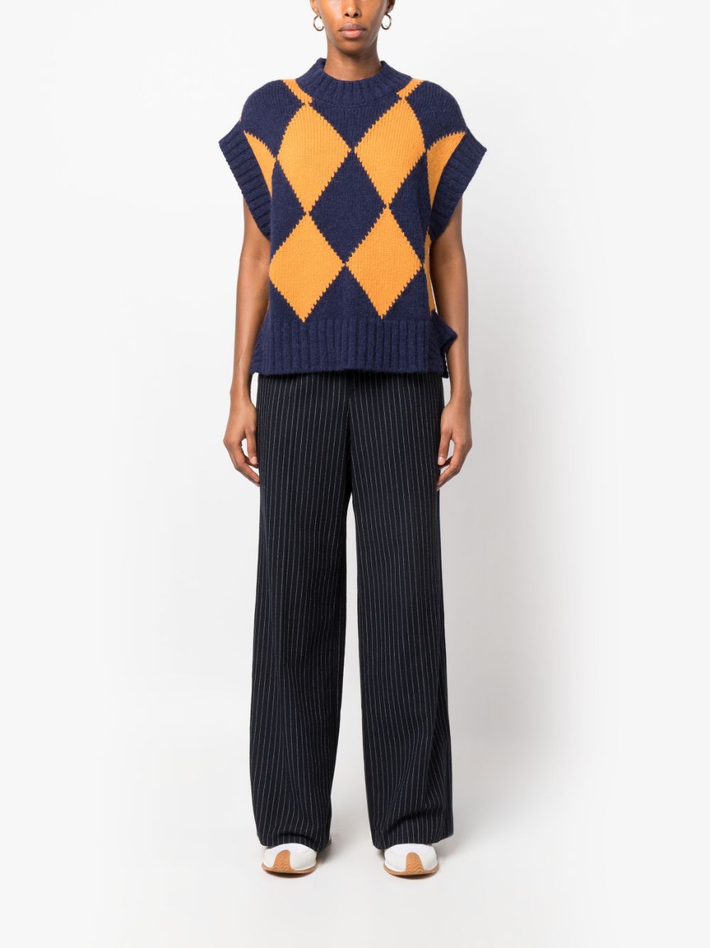 LA DOUBLEJ La DoubleJ Argyle Intarsia-Knit Vest